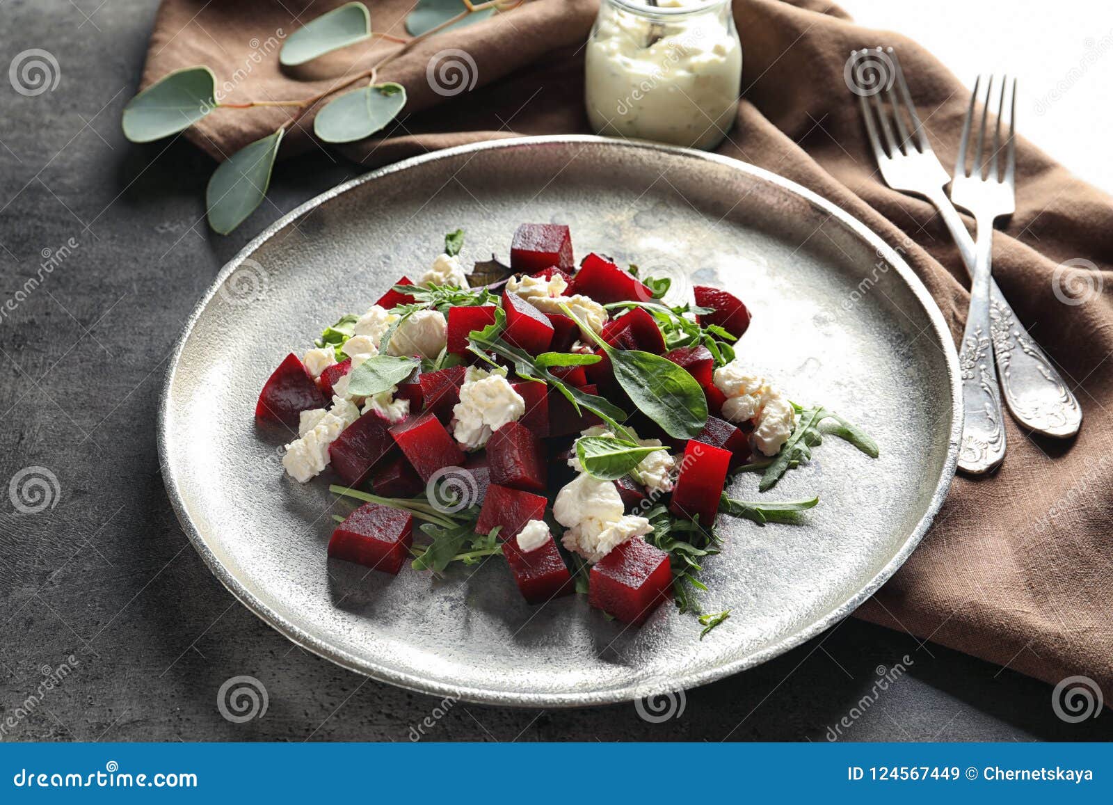 Plate with Delicious Beet Salad Served Stock Image - Image of nutrition ...