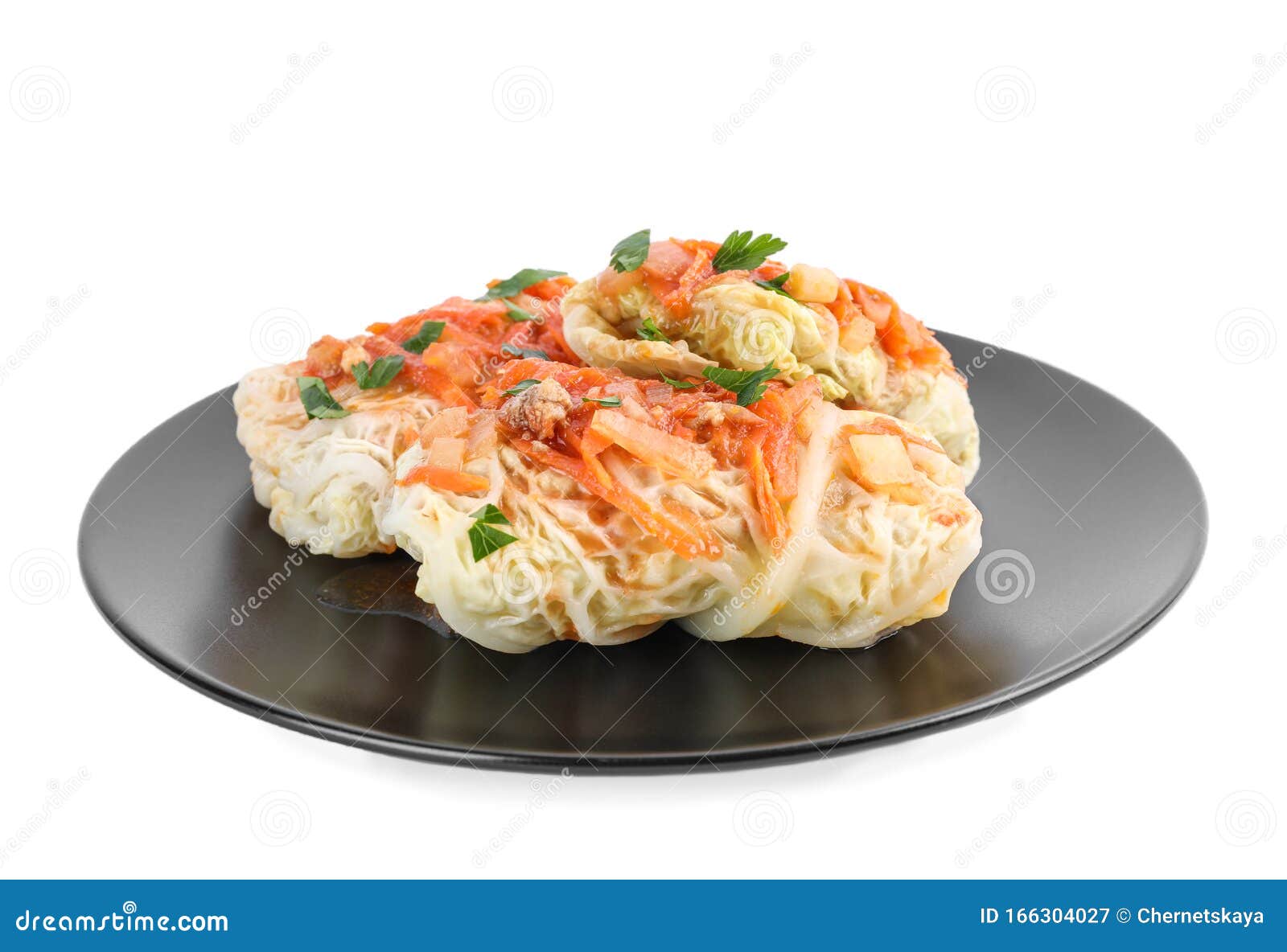 Plate with Delicious Cabbage Rolls Isolated Stock Image - Image of ...