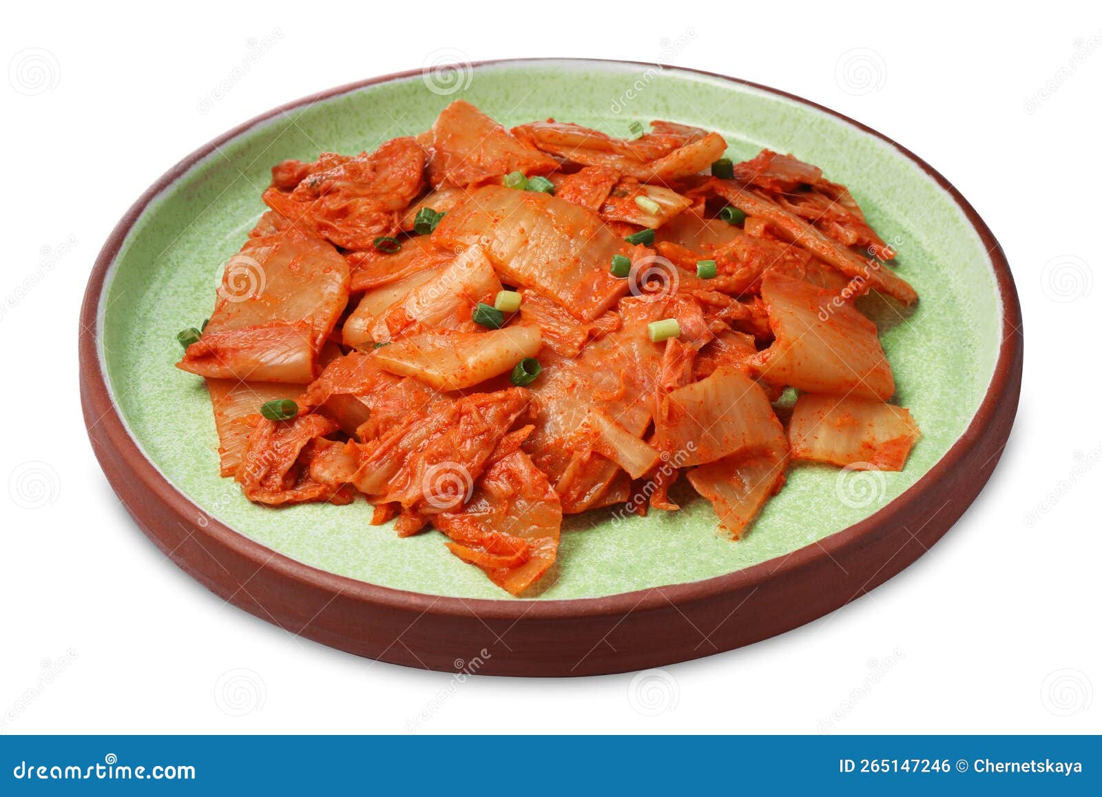 Plate of Delicious Kimchi with Chinese Cabbage Isolated on White Stock ...