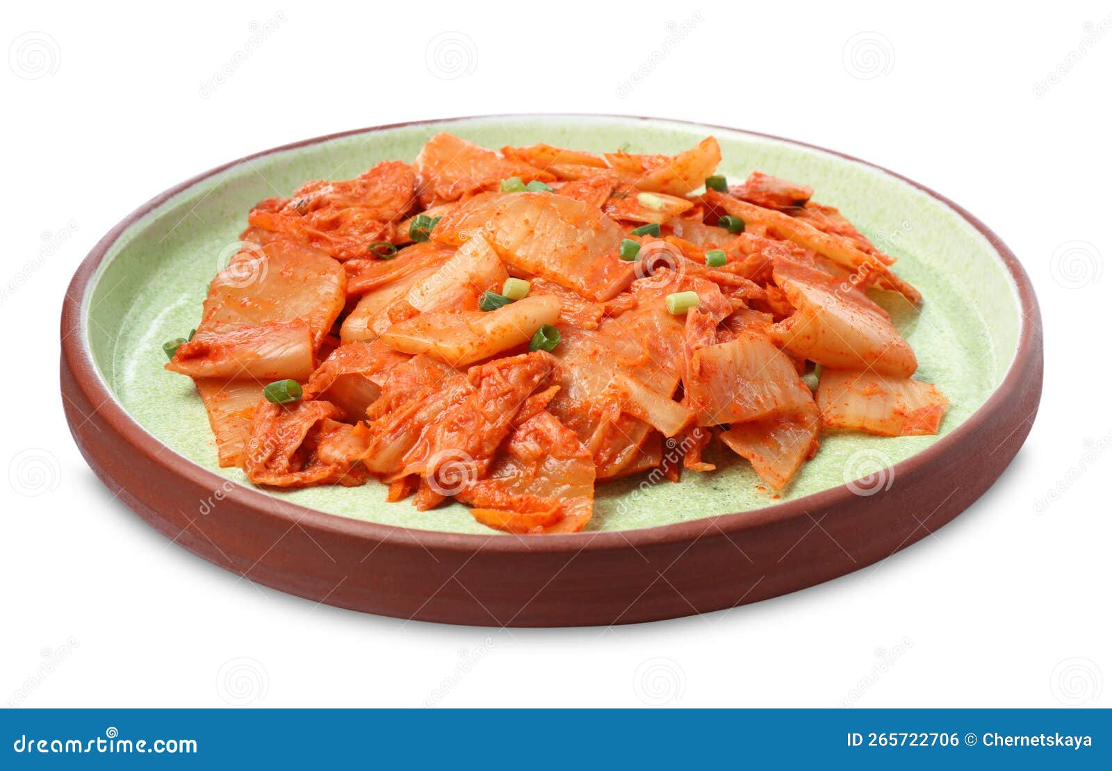 Plate of Delicious Kimchi with Chinese Cabbage Isolated on White Stock ...