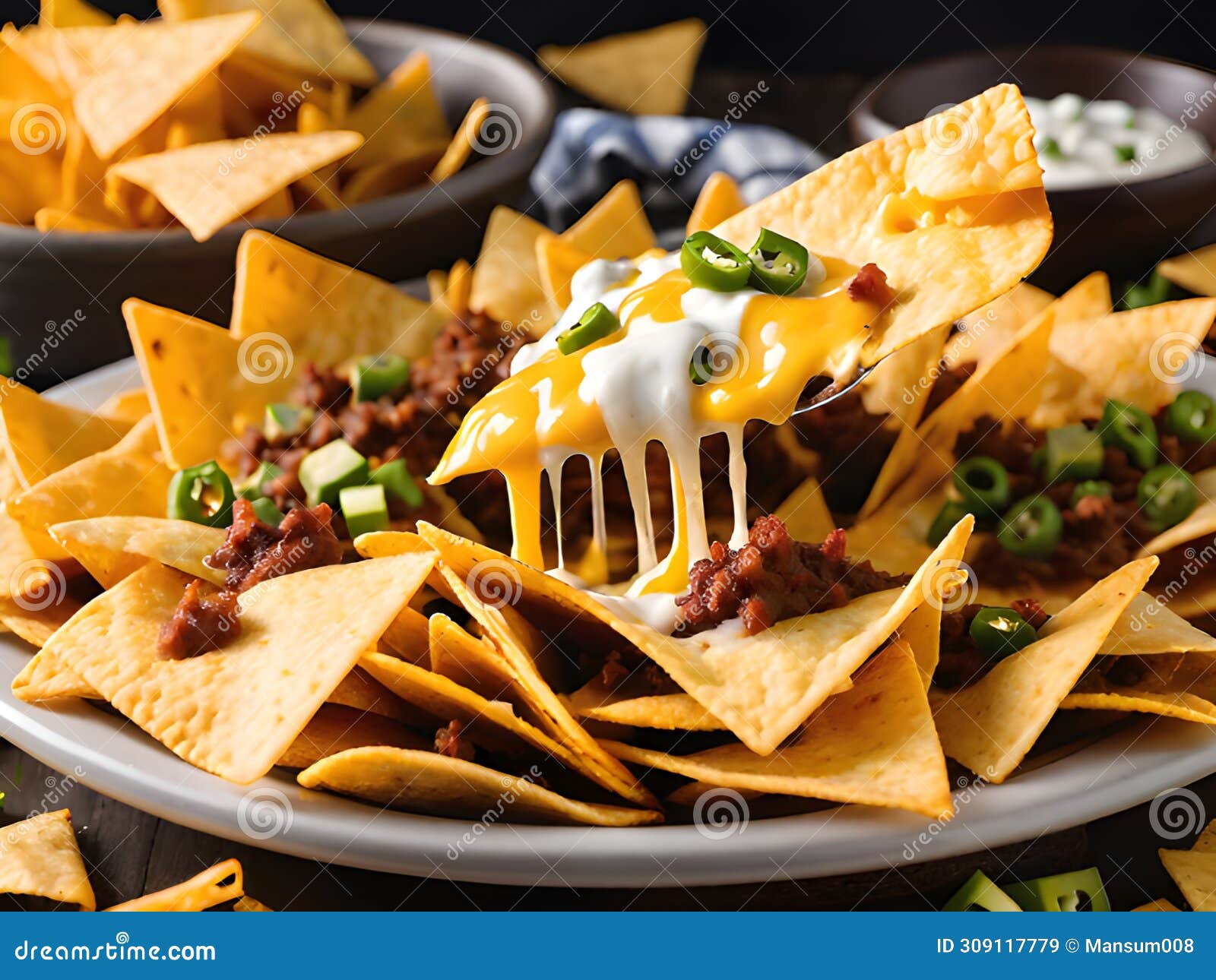 Plate with Delicious Nachos with Cheese on Table, Closeup Stock ...