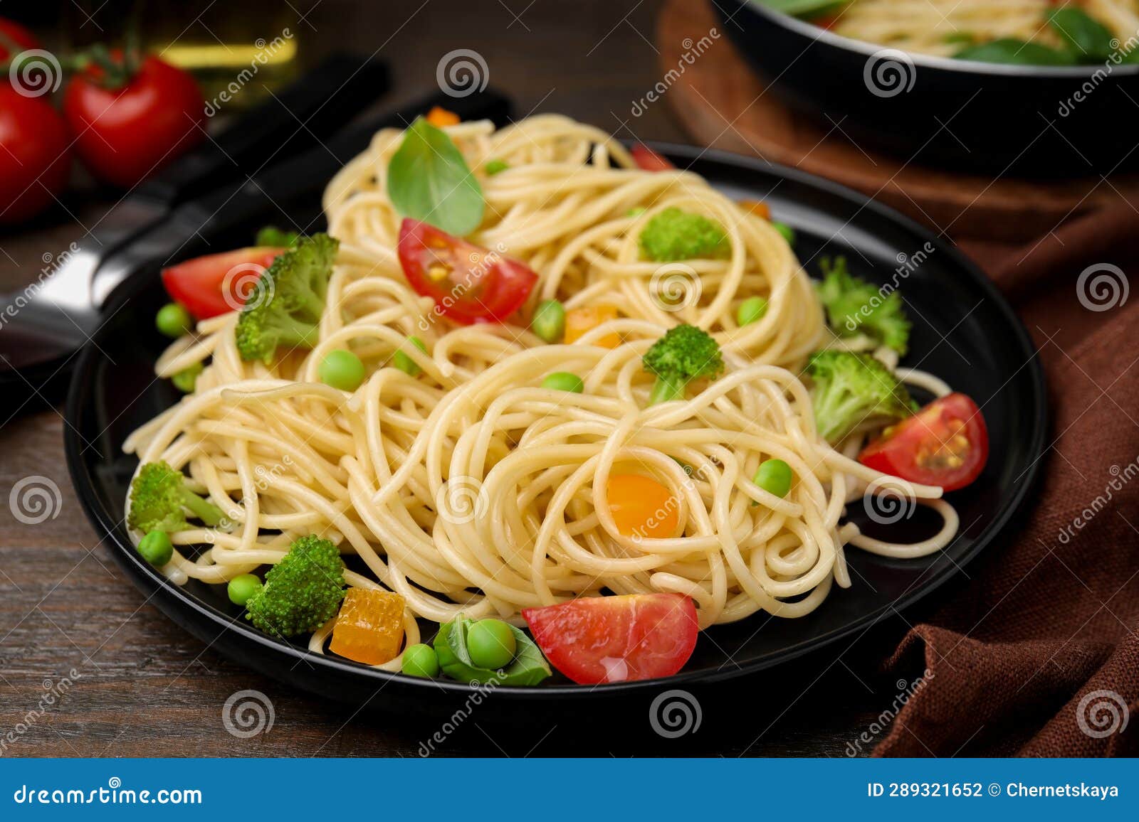 Plate of Delicious Pasta Primavera, Closeup View Stock Photo - Image of ...