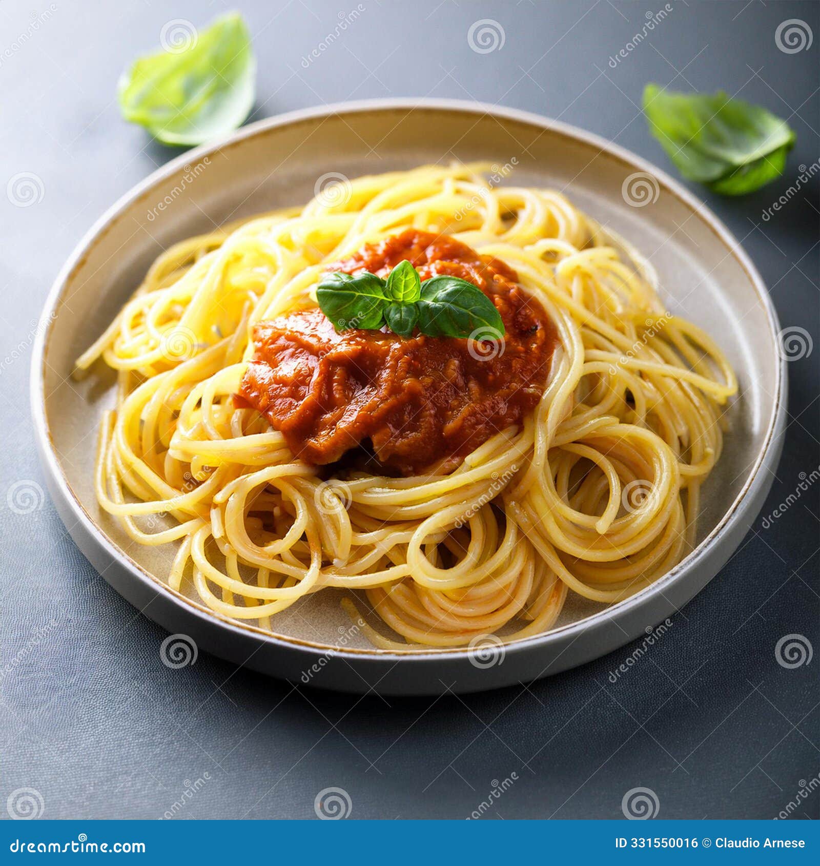 Plate with Delicious Pasta on Table in Kitchen Stock Photo - Image of ...