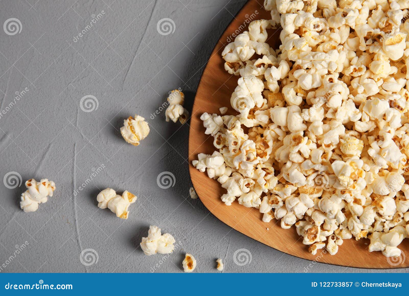 Plate with Delicious Popcorn on Table Stock Image - Image of table ...