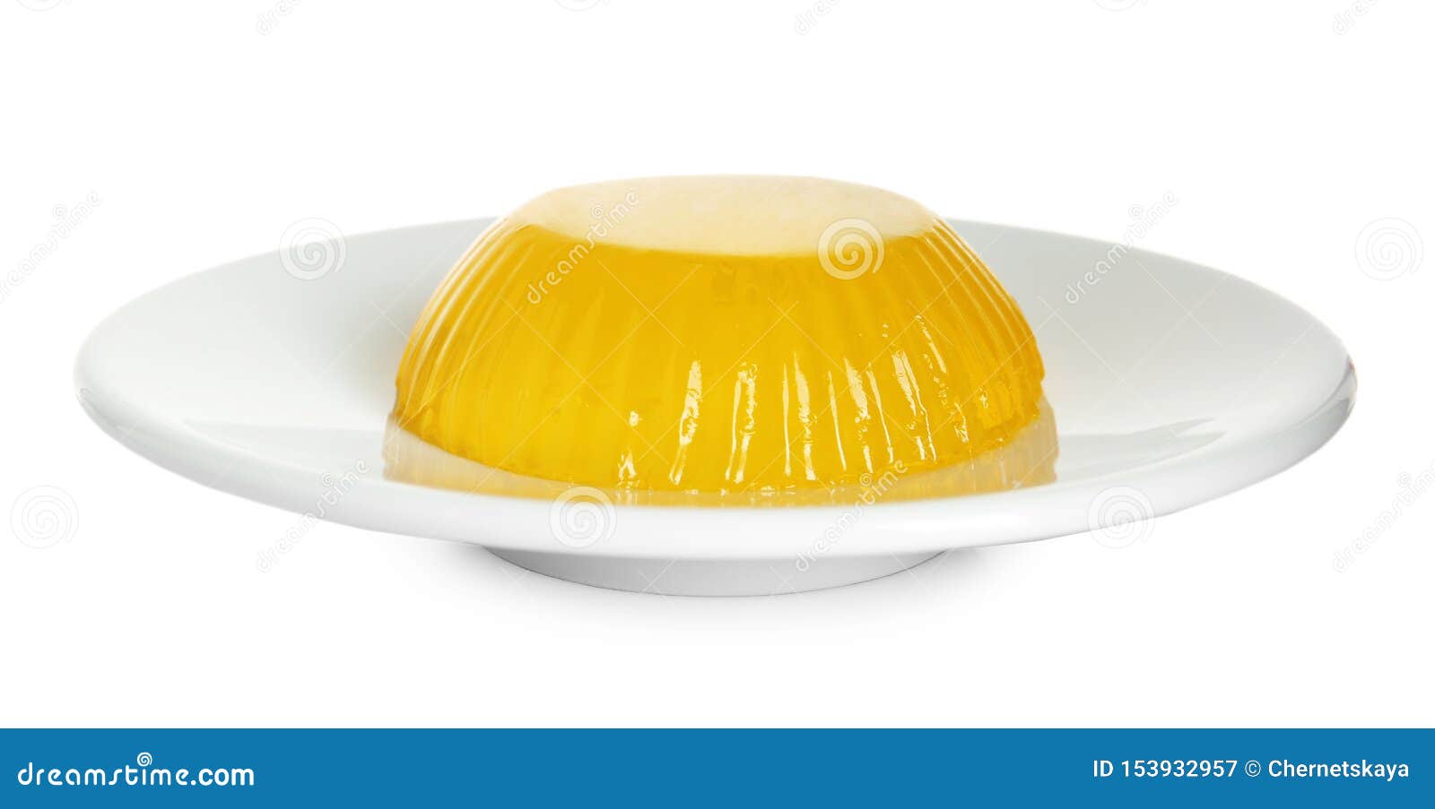 Plate with Delicious Yellow Fruit Jelly on White Stock Image - Image of ...