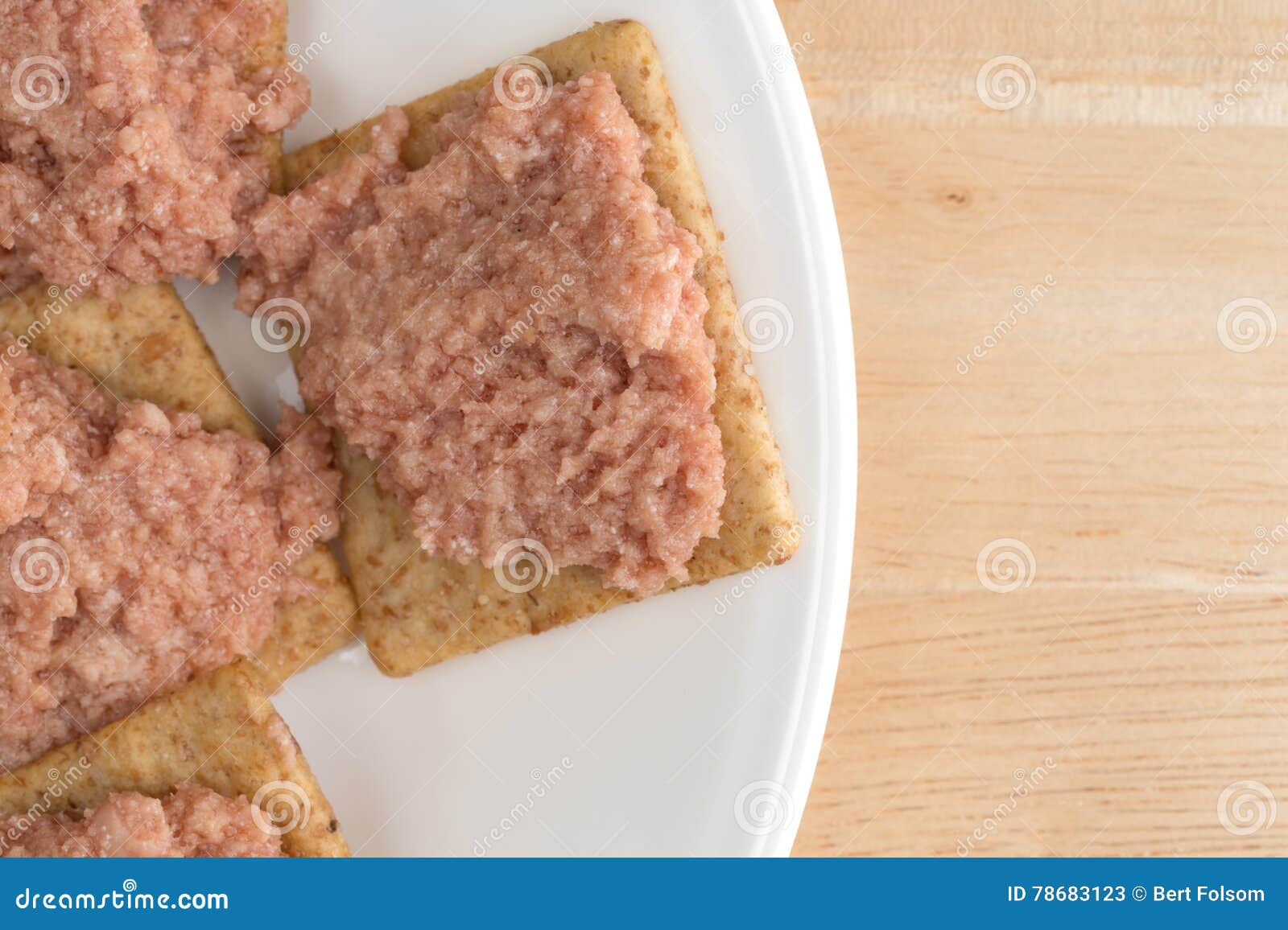 Plate of Deviled Ham on Crackers. Stock Image - Image of crackers ...