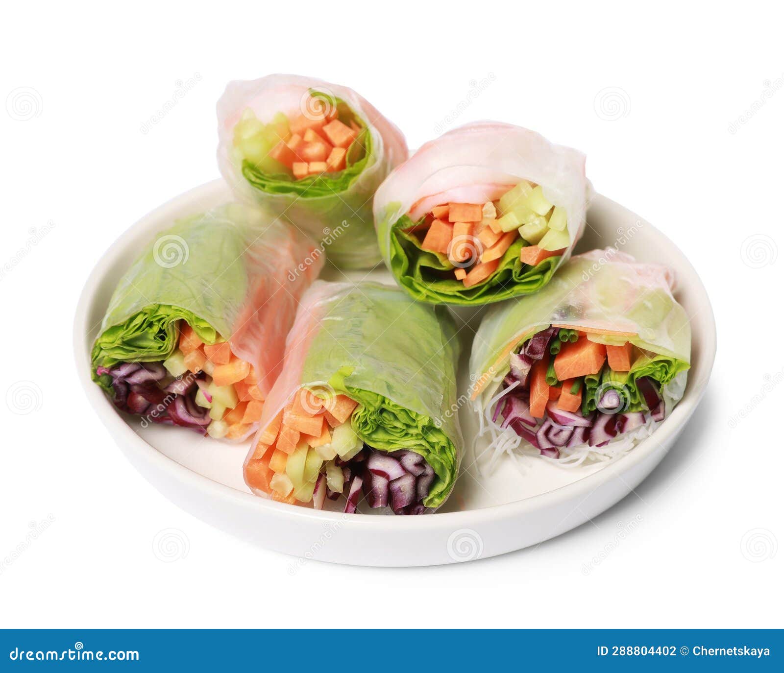 Plate of Different Delicious Spring Rolls Wrapped in Rice Paper ...