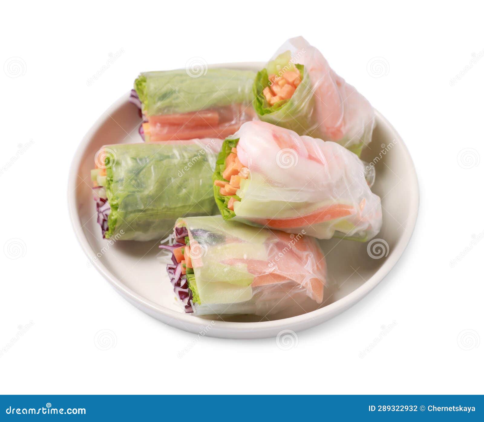Plate of Different Delicious Spring Rolls Wrapped in Rice Paper ...