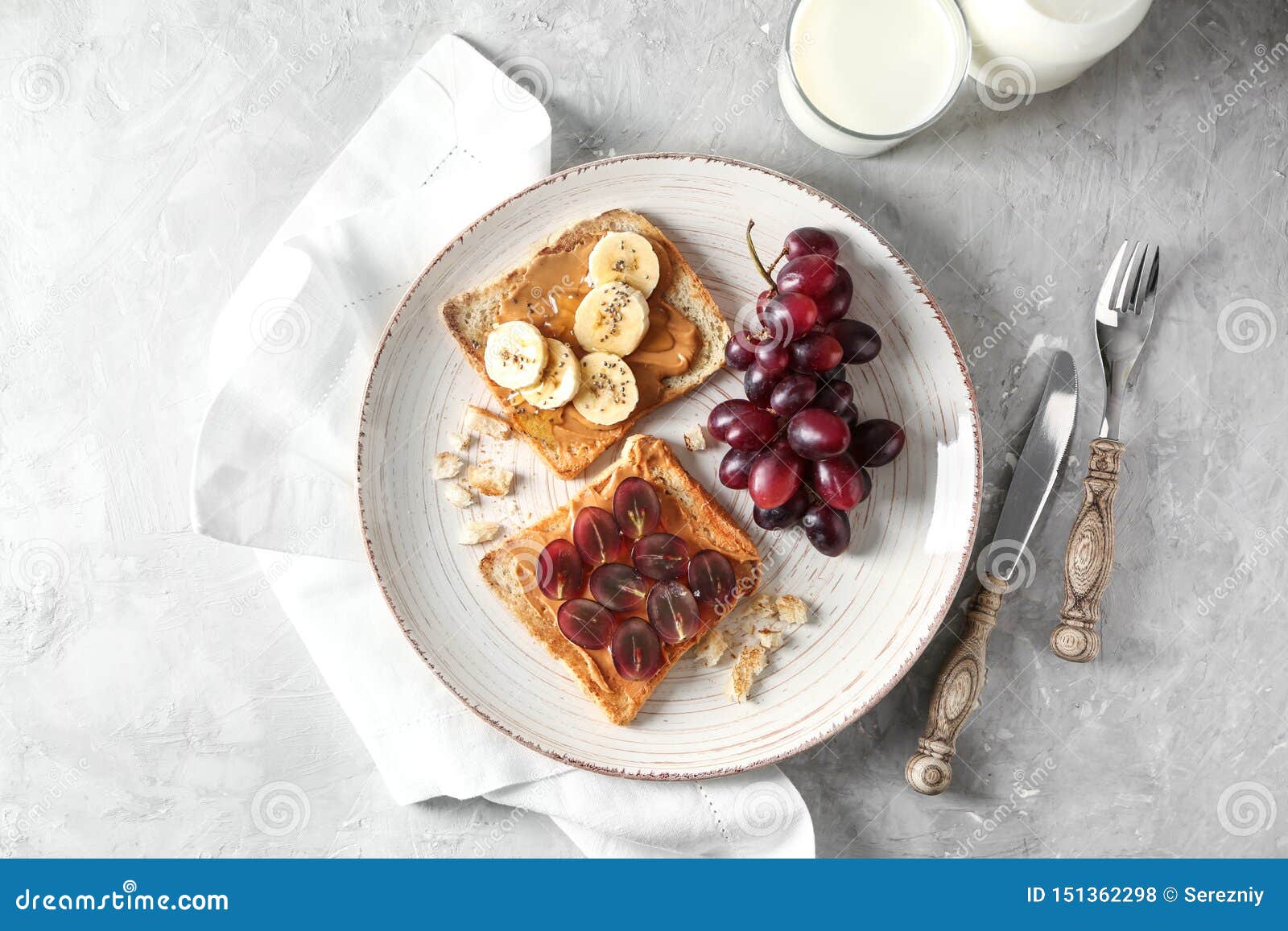Plate with Different Delicious Toasts on Table Stock Photo - Image of ...
