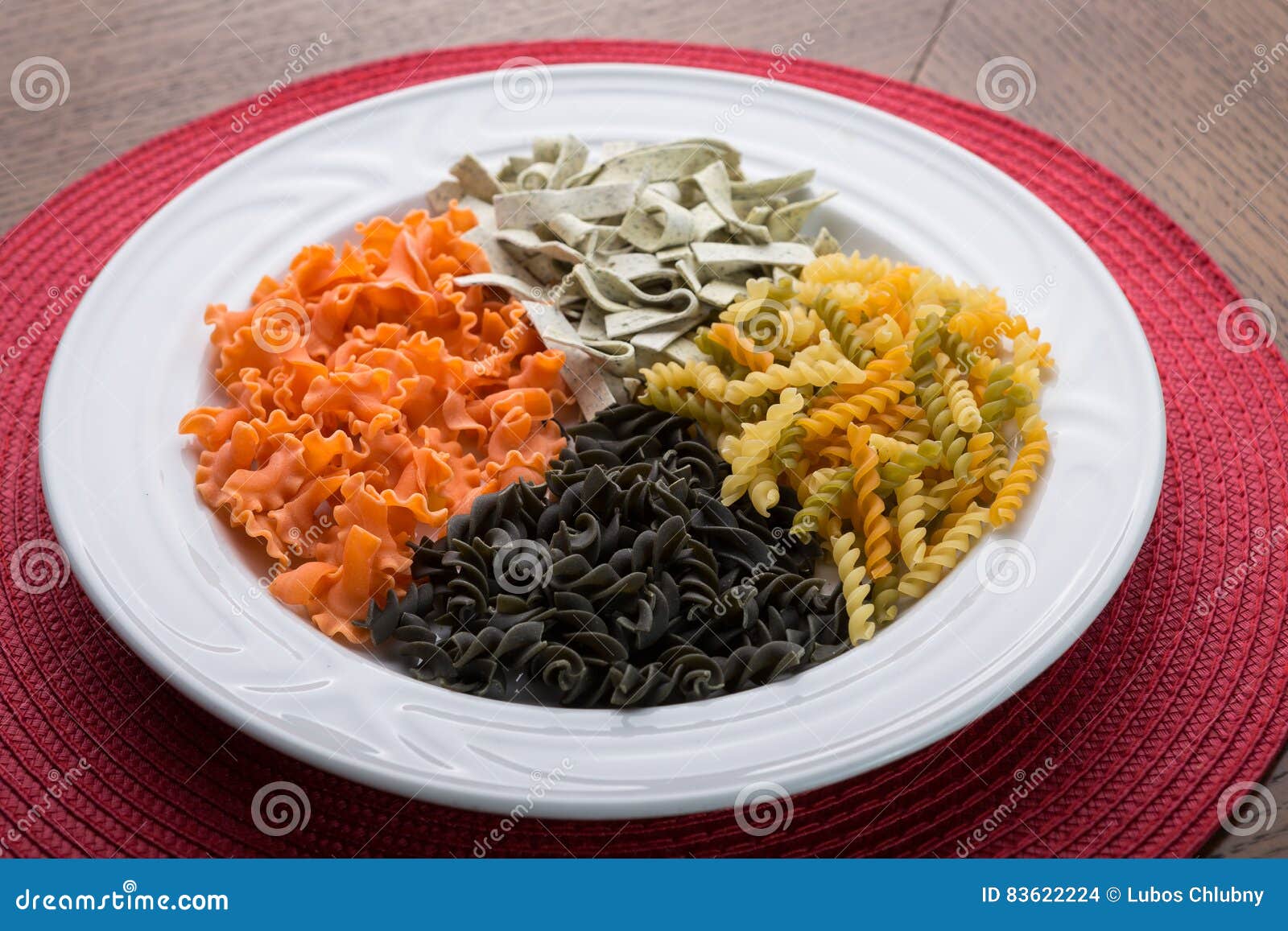 Plate with Different Kinds of Dry Pasta Stock Photo - Image of heap ...