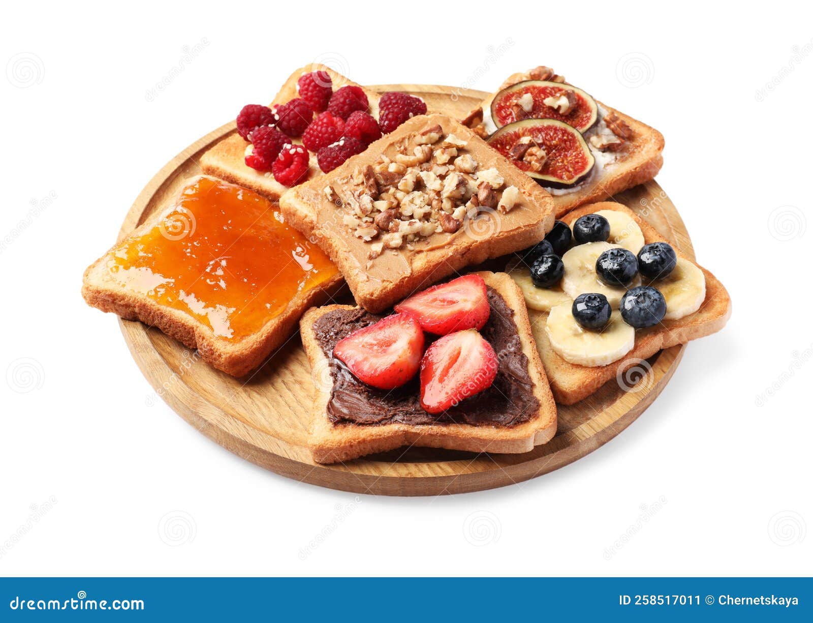 Plate of Different Sweet Toasts Isolated on White Stock Image - Image ...