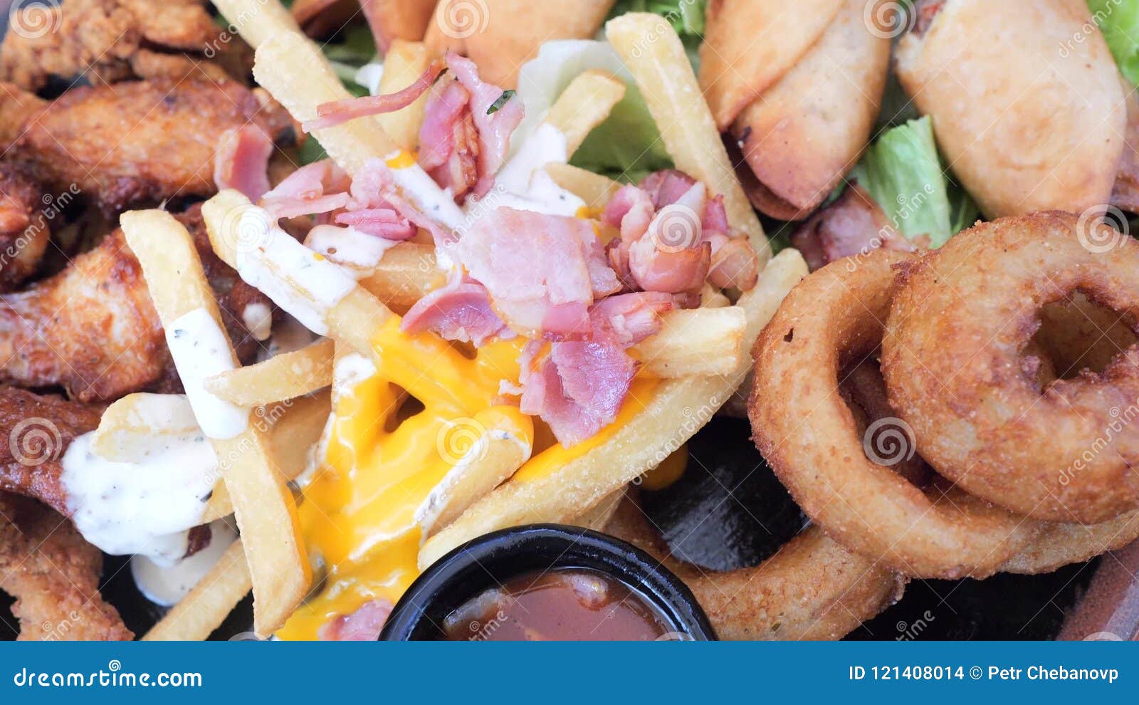 Plate with Different Types of Hot Snacks at the Fresh Air Restaurant ...