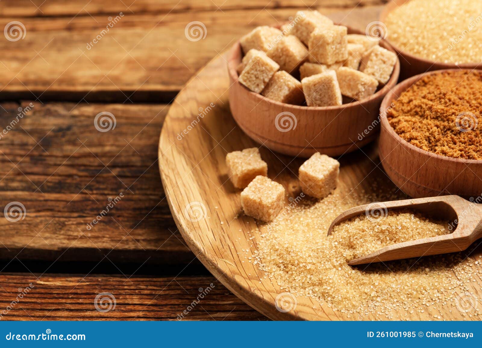 Plate with Different Types of Sugar on Wooden Table, Space for Text ... Plate with Different Types of Sugar on Wooden Table, Space for Text ...