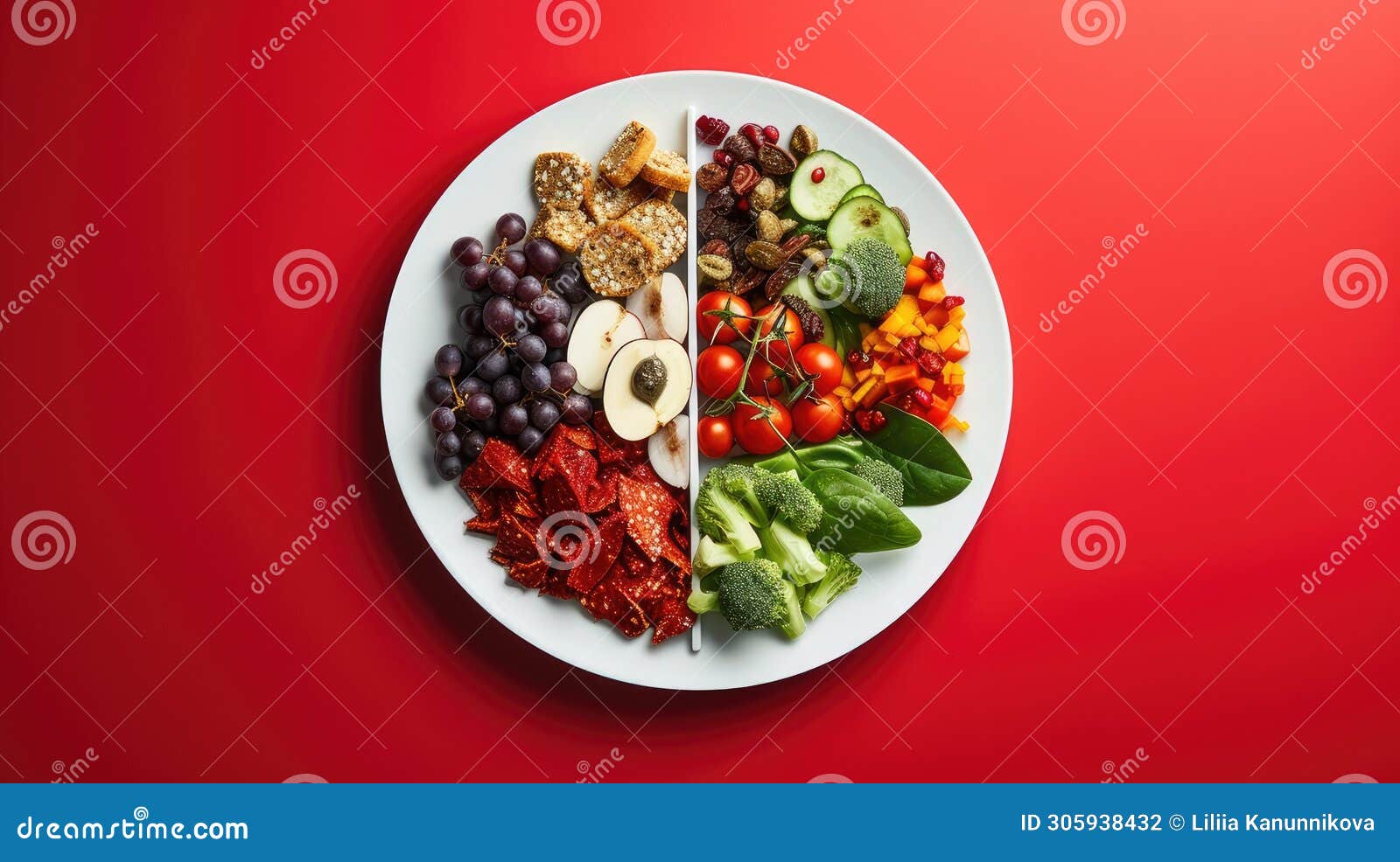 A Plate Divided into Sections, a Balanced Diet that Emphasizes the ...