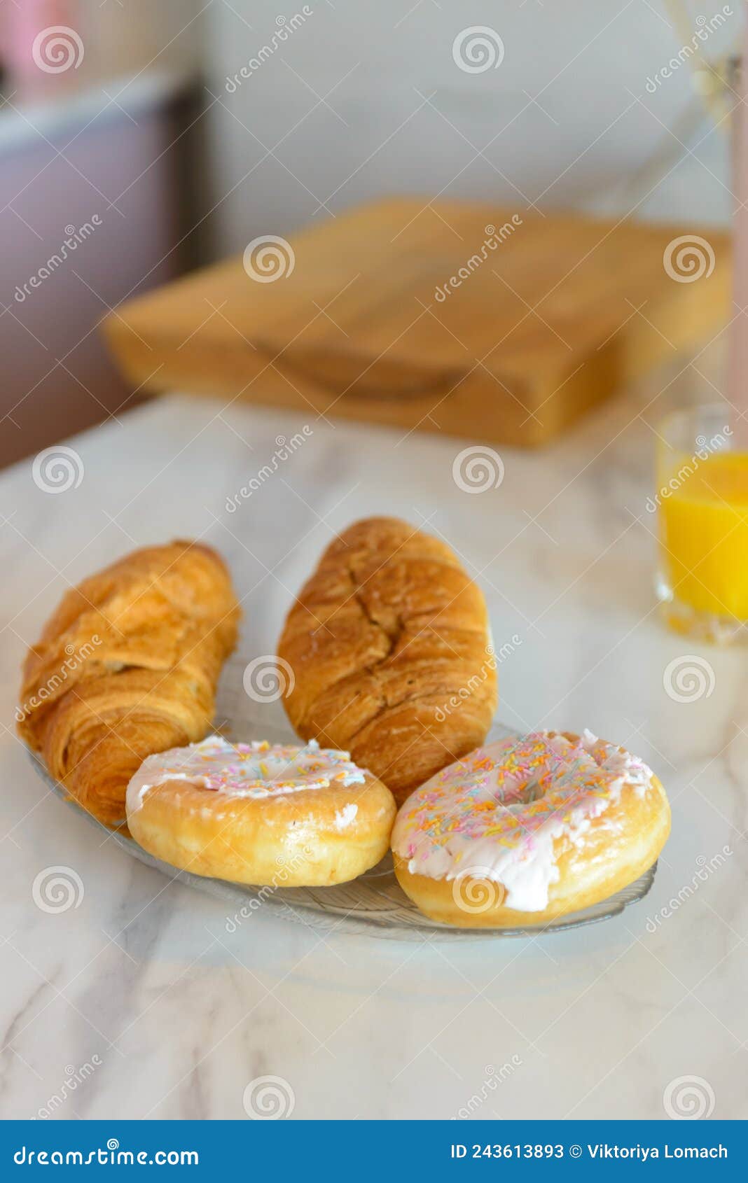 Plate of Donuts on a Table in a Modern Kitchen Stock Image - Image of ...