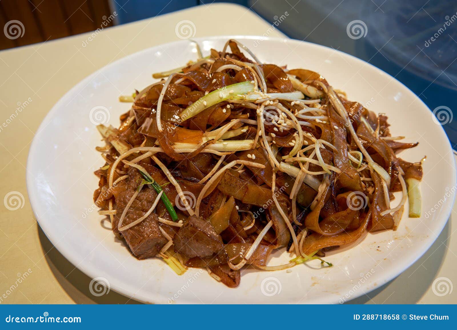 A Plate of Dry and Delicious Dry Fried Beef Hor Fun Stock Photo - Image ...