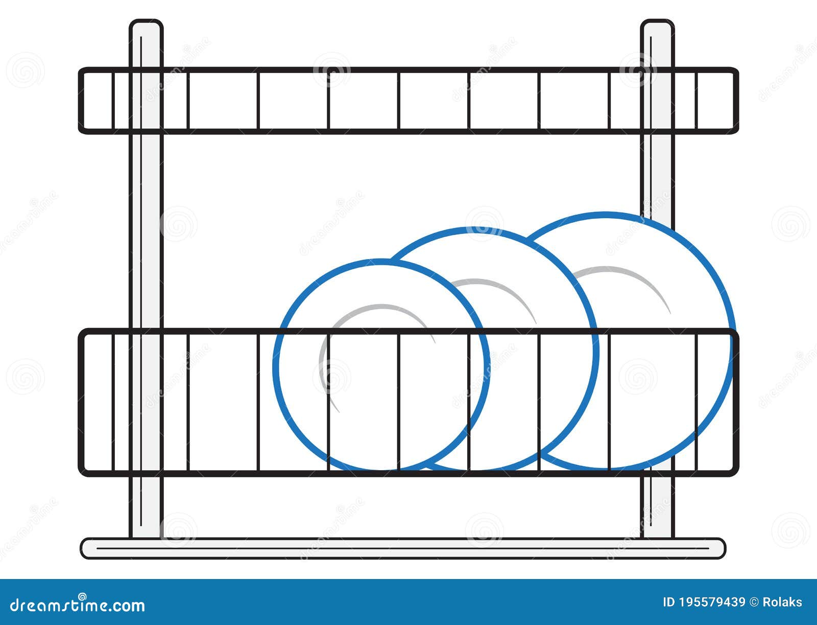 Plate drying rack stock vector. Illustration of shape - 195579439