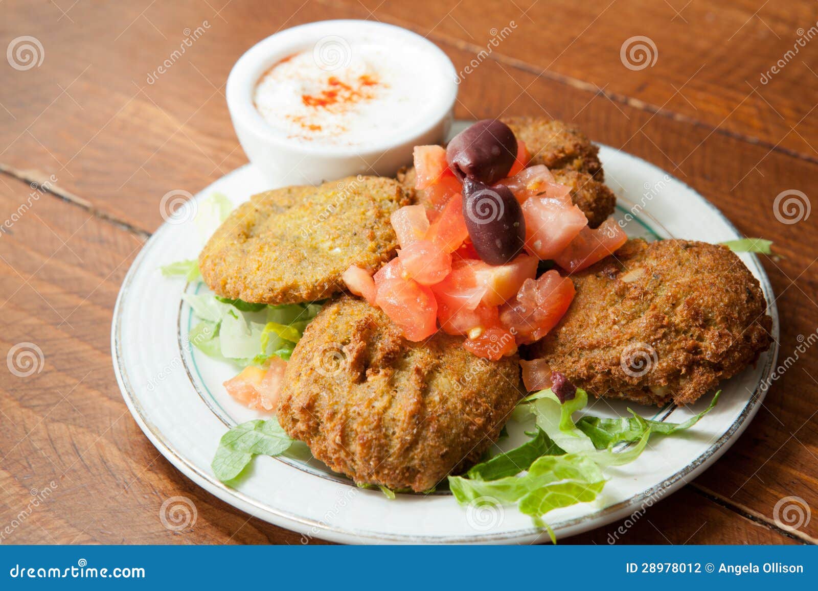 Plate of falafel stock photo. Image of salad, olive, food - 28978012