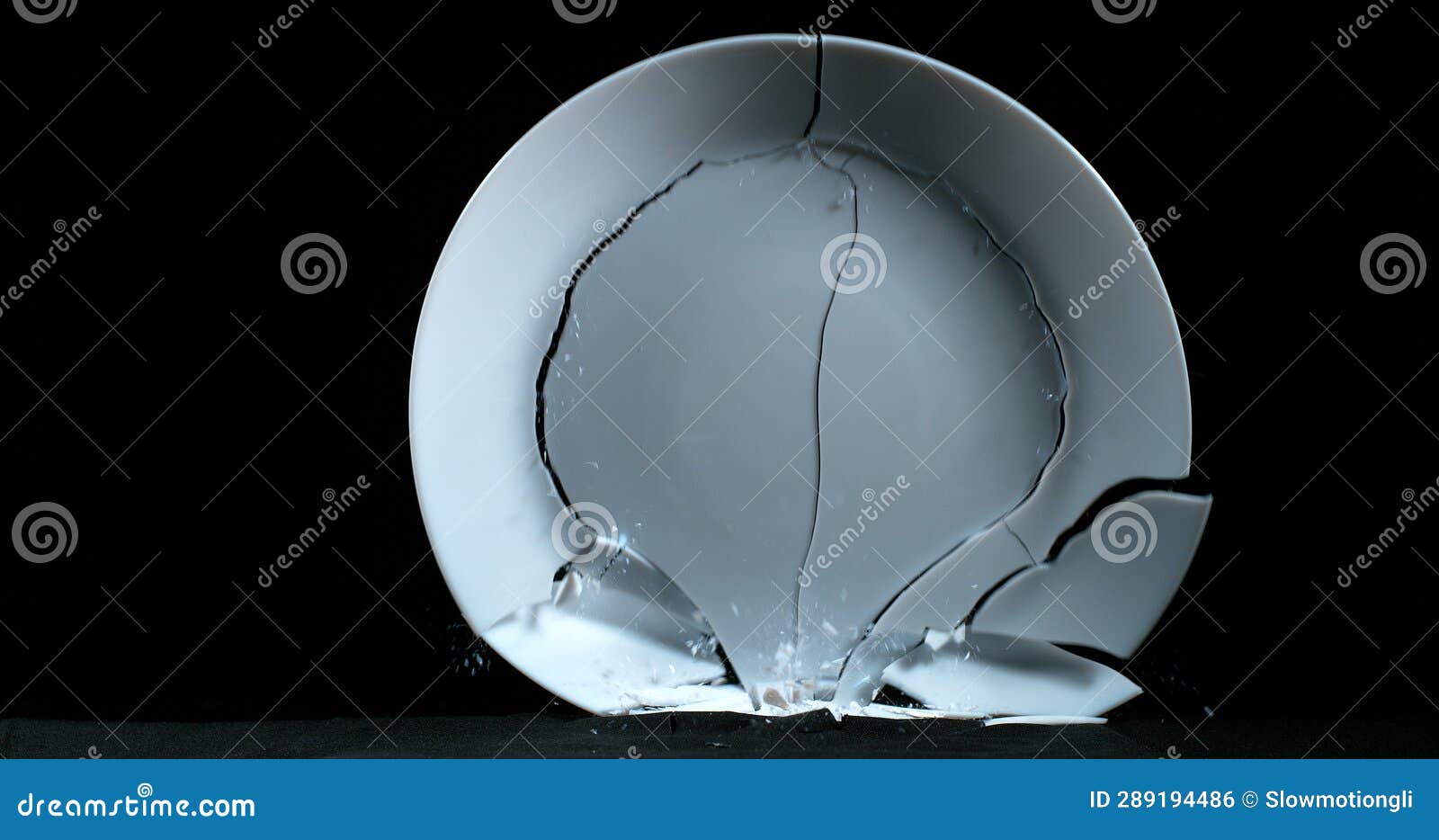 Plate Falling and Exploding on Black Background Stock Photo - Image of ...