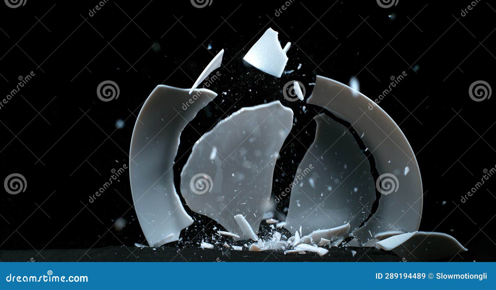 Plate Falling and Exploding on Black Background Stock Image - Image of ...
