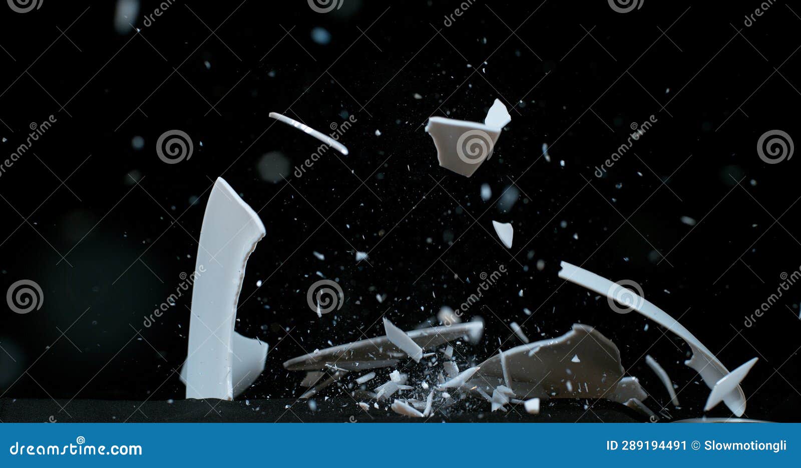 Plate Falling and Exploding on Black Background Stock Image - Image of ...