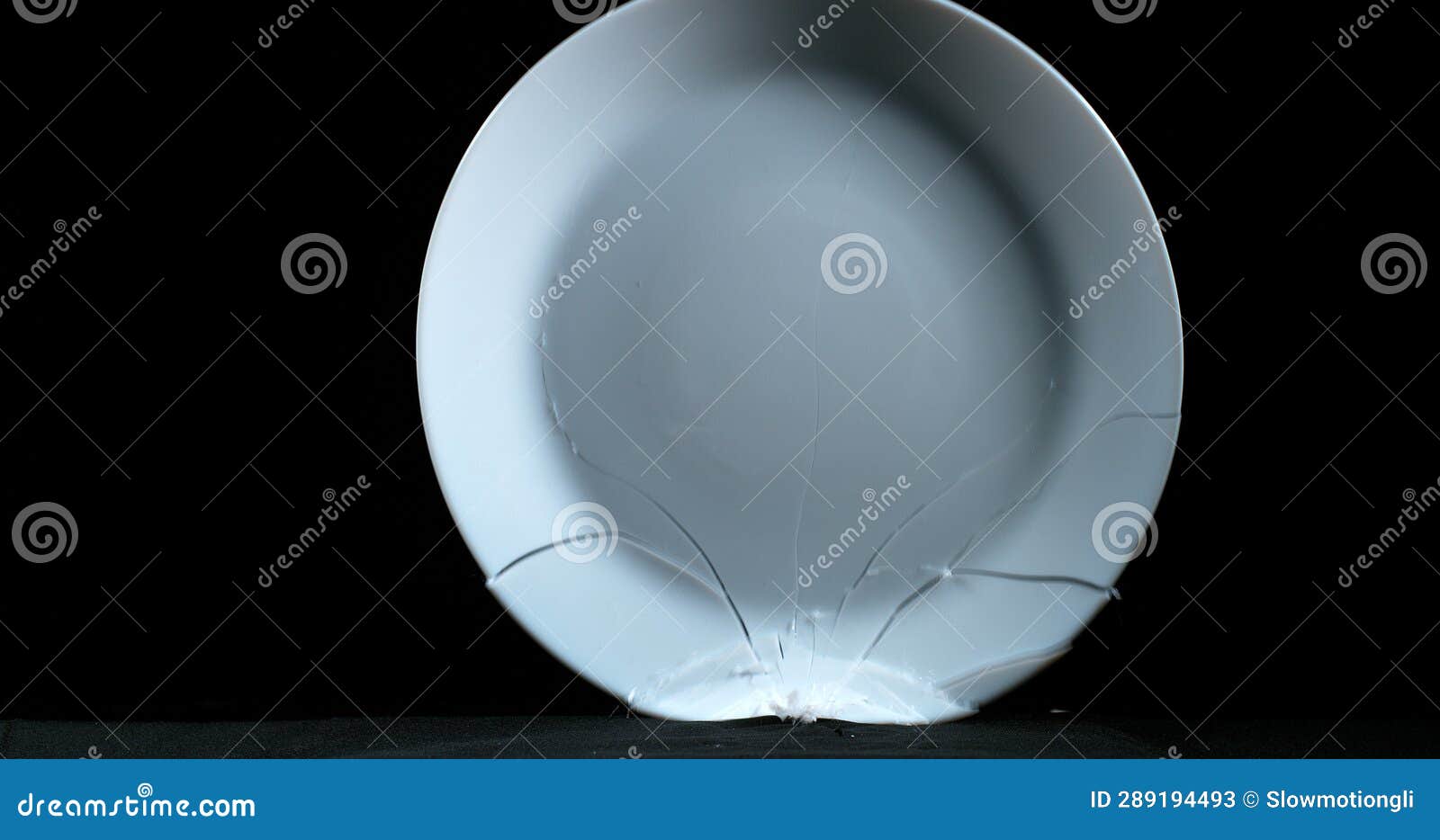 Plate Falling and Exploding on Black Background Stock Image - Image of ...