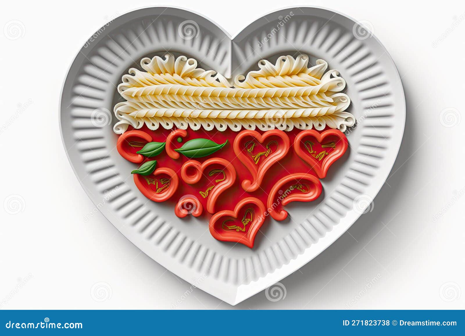 Plate Featuring a Pasta Heart Stock Illustration - Illustration of blue ...