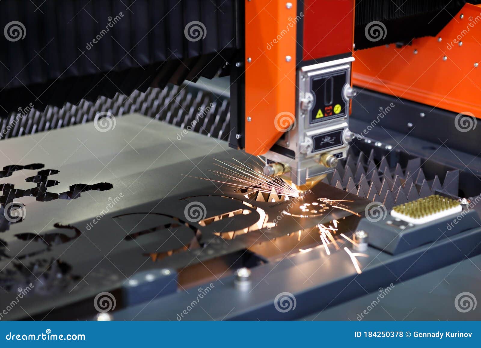 Plate Fiber Laser Cutting Machine Close Up Stock Photo - Image of ...