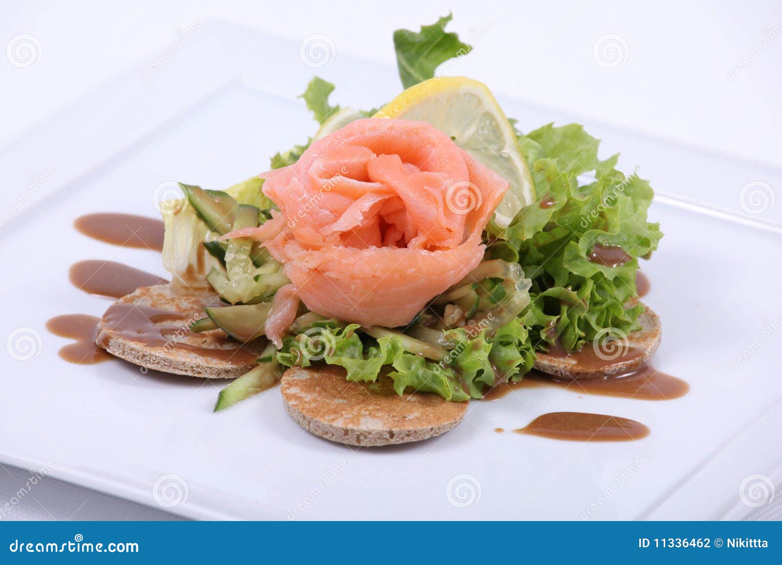 Plate of fine dining meal stock photo. Image of lettuce - 11336462