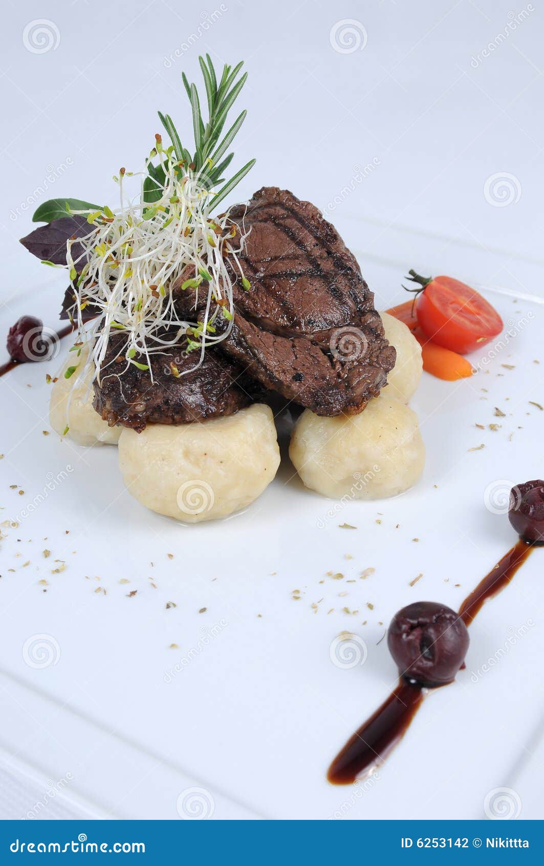 Plate of Fine Dining Meal - Haunch of Venison Stock Photo - Image of ...