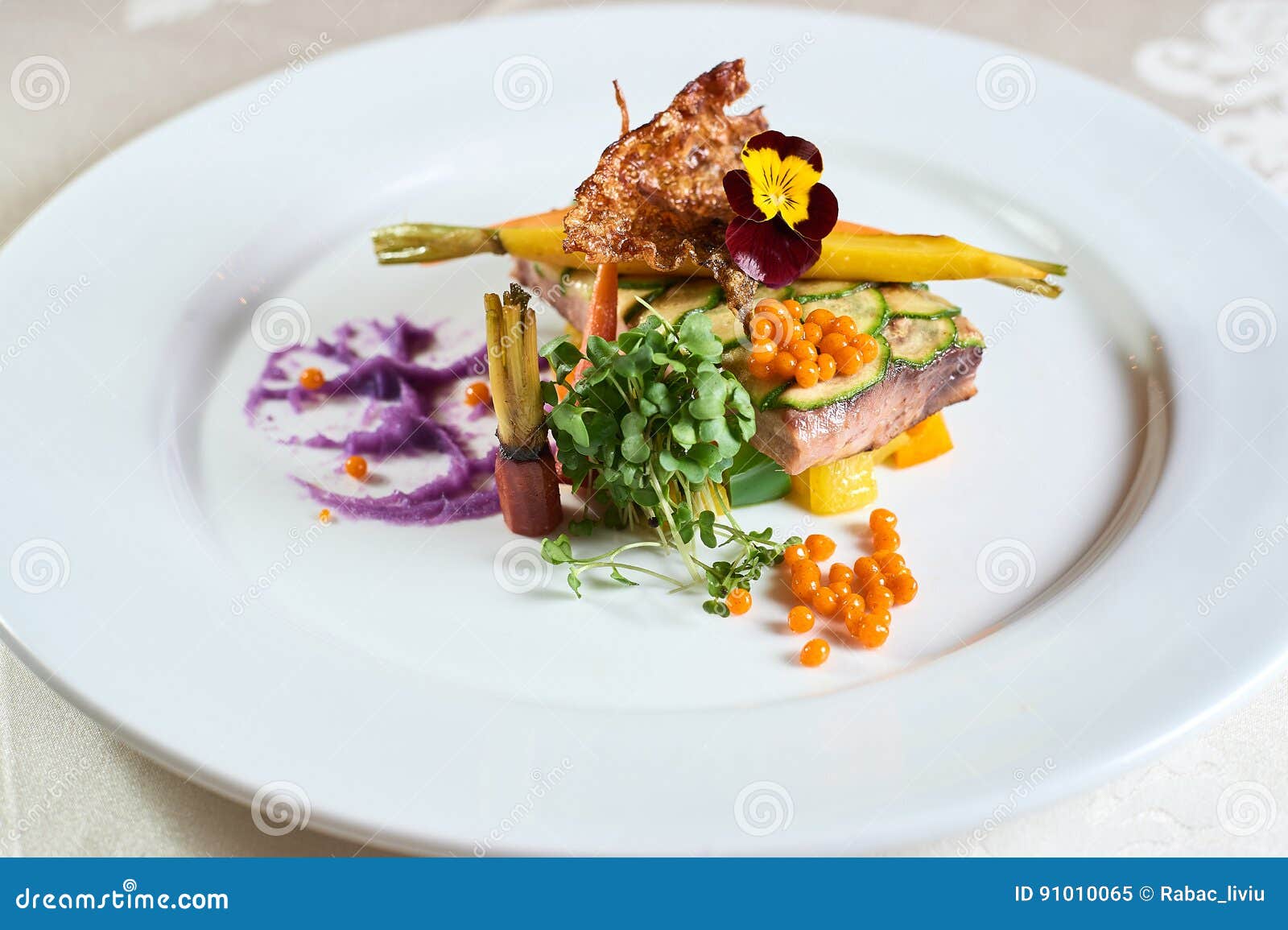 Plate of fine dining meal stock image. Image of vegetabels - 91010065