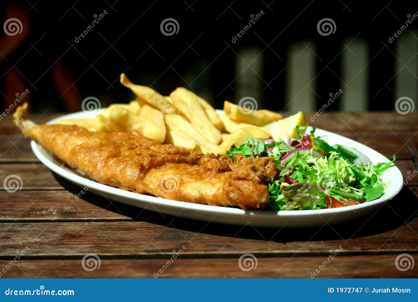 Plate of fish and chips . stock image. Image of dressing - 1972747
