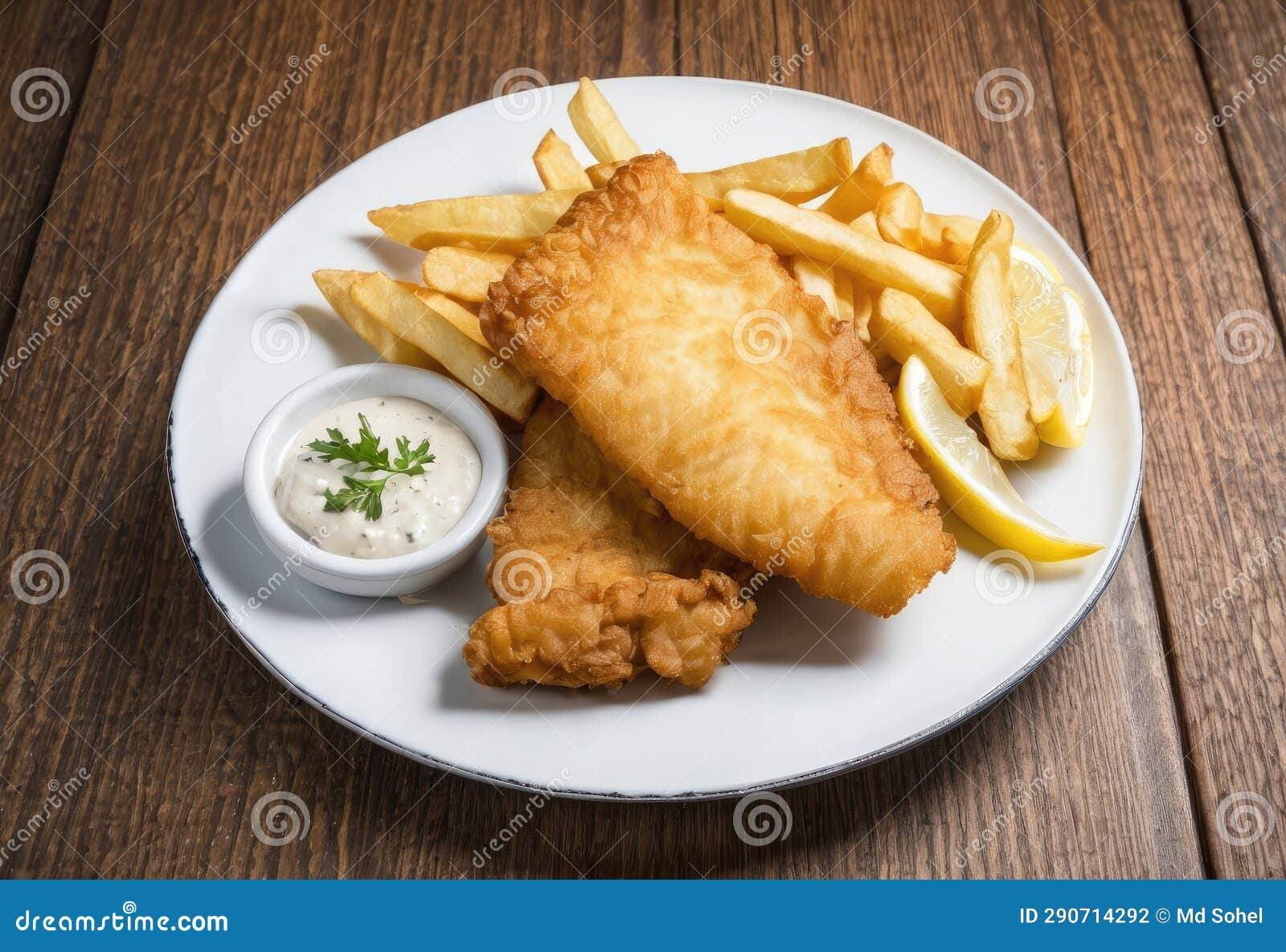 A plate of fish and chips. stock illustration. Illustration of seafood ...