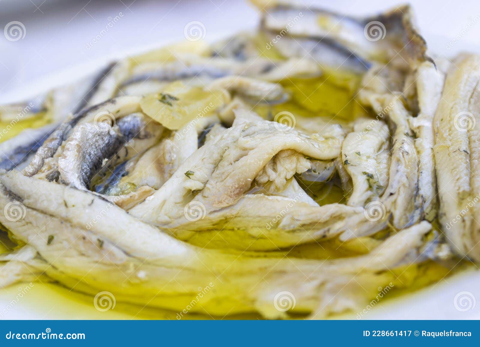 Plate with Fish Fillet in Olive Oil and Vinegar Stock Image - Image of ...