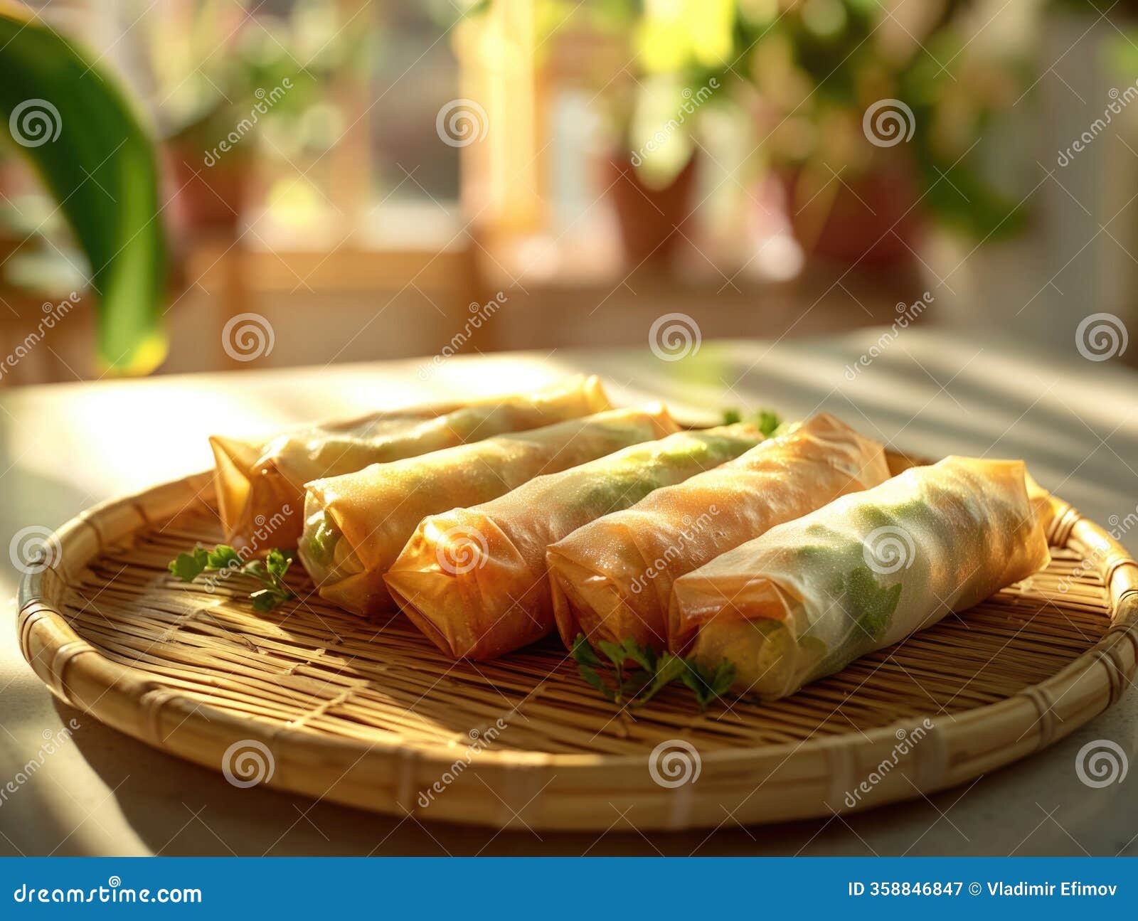 A Plate of Five Different Types of Spring Rolls Stock Image - Image of ...