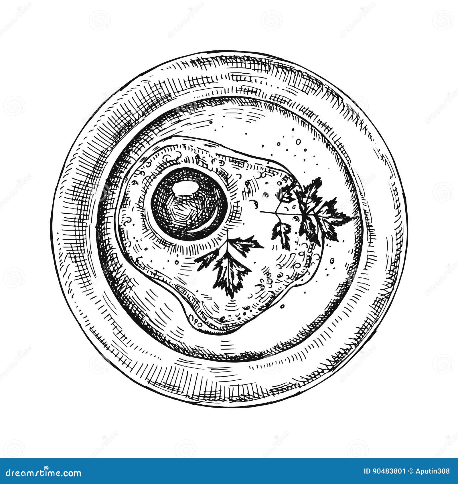 Plate Flat with Fried Eggs Hand Drawing Vector Stock Vector ...