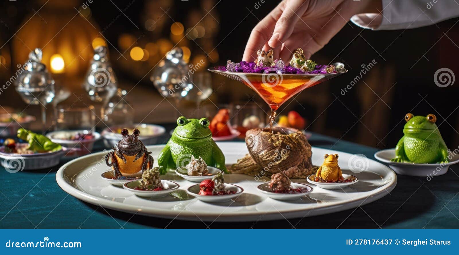 A Plate of Food with Frogs on it. Generative AI Image. Stock ...