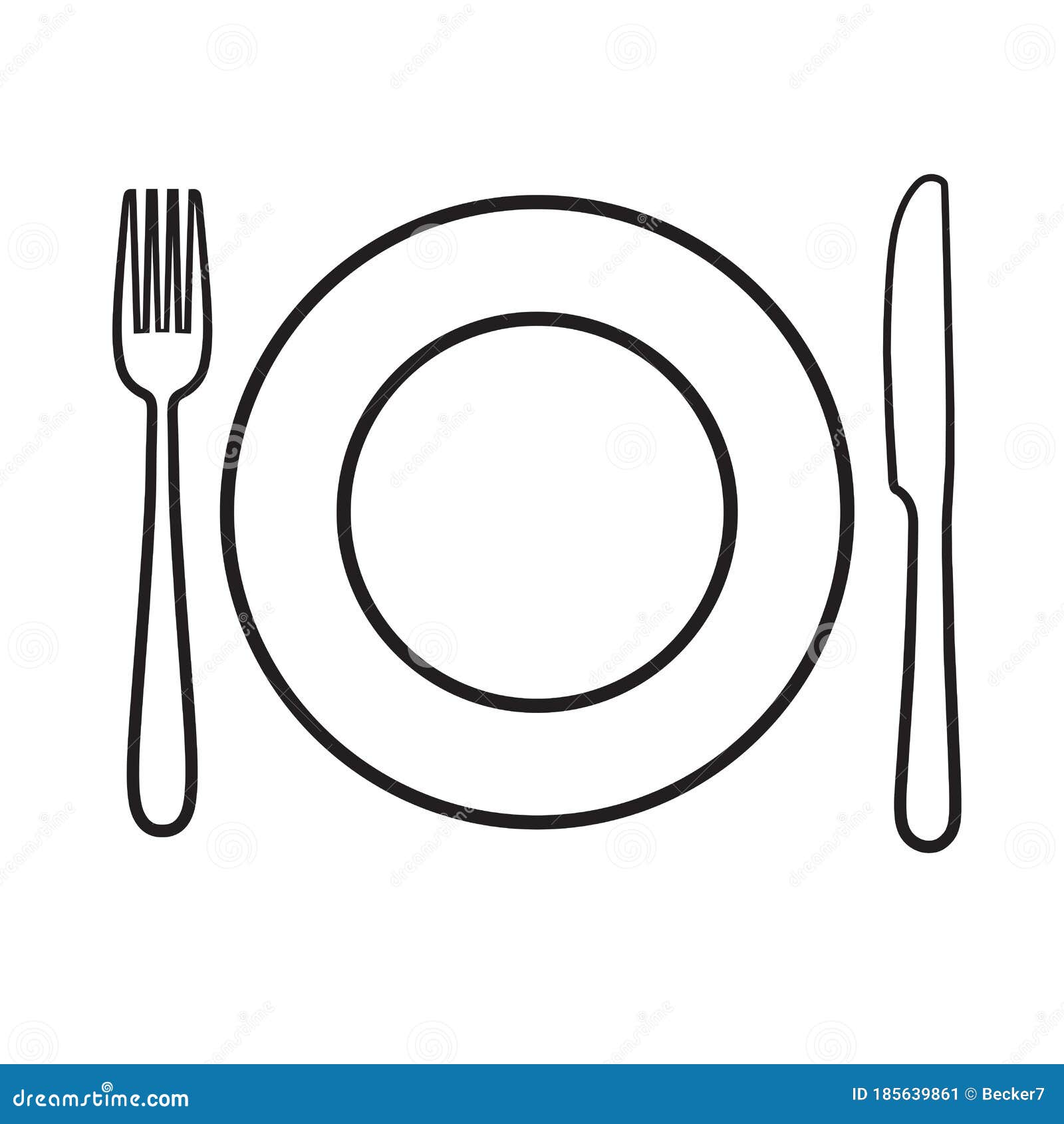 Plate with Fork and Knife Icon, Laying the Table. Stock Vector ...