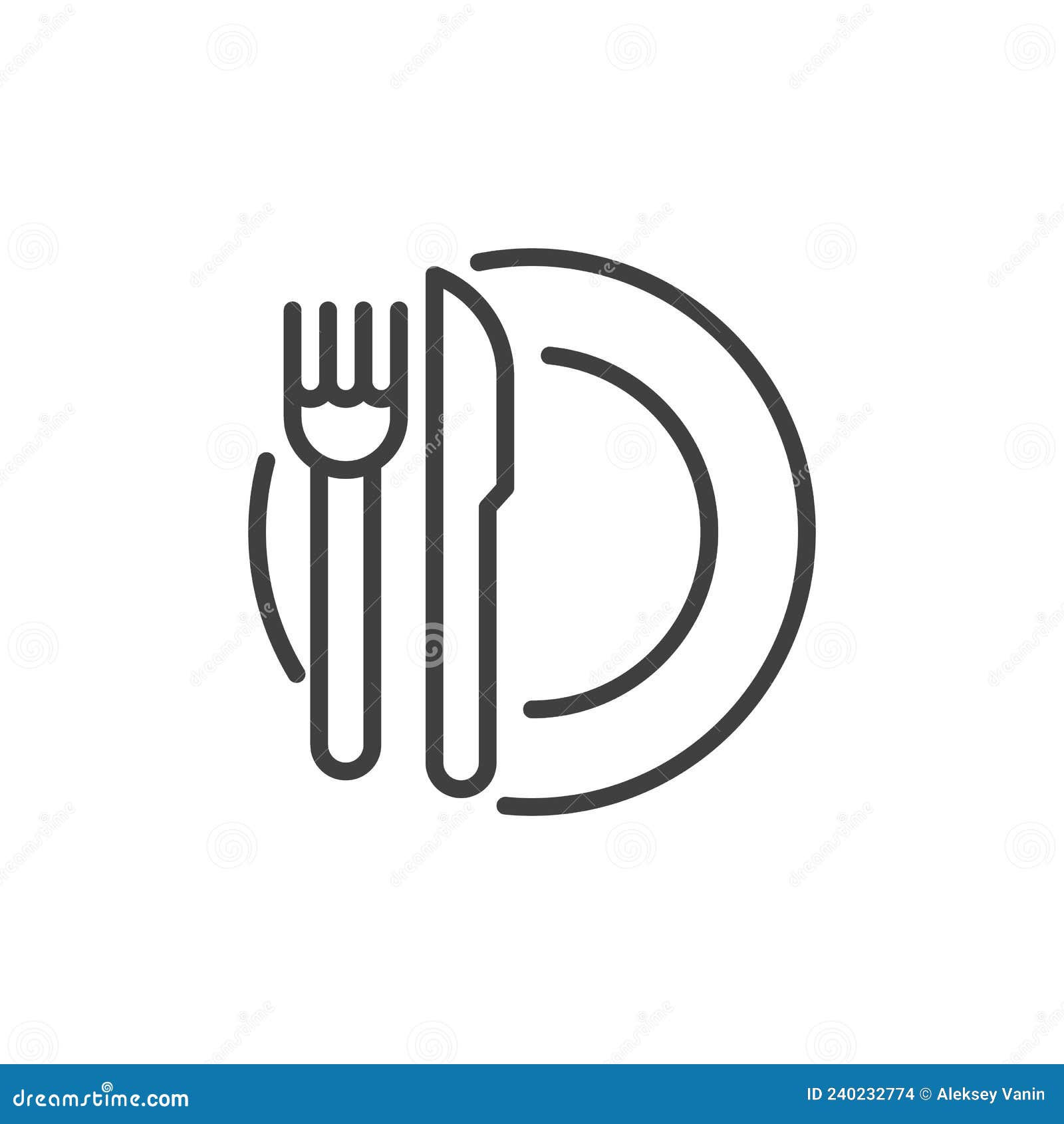 Plate with Fork and Knife Line Icon Stock Vector - Illustration of ...