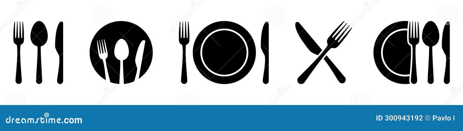 Plate, Fork, Knife and Spoon, Set Logotype Menu, Cutlery Icon ...