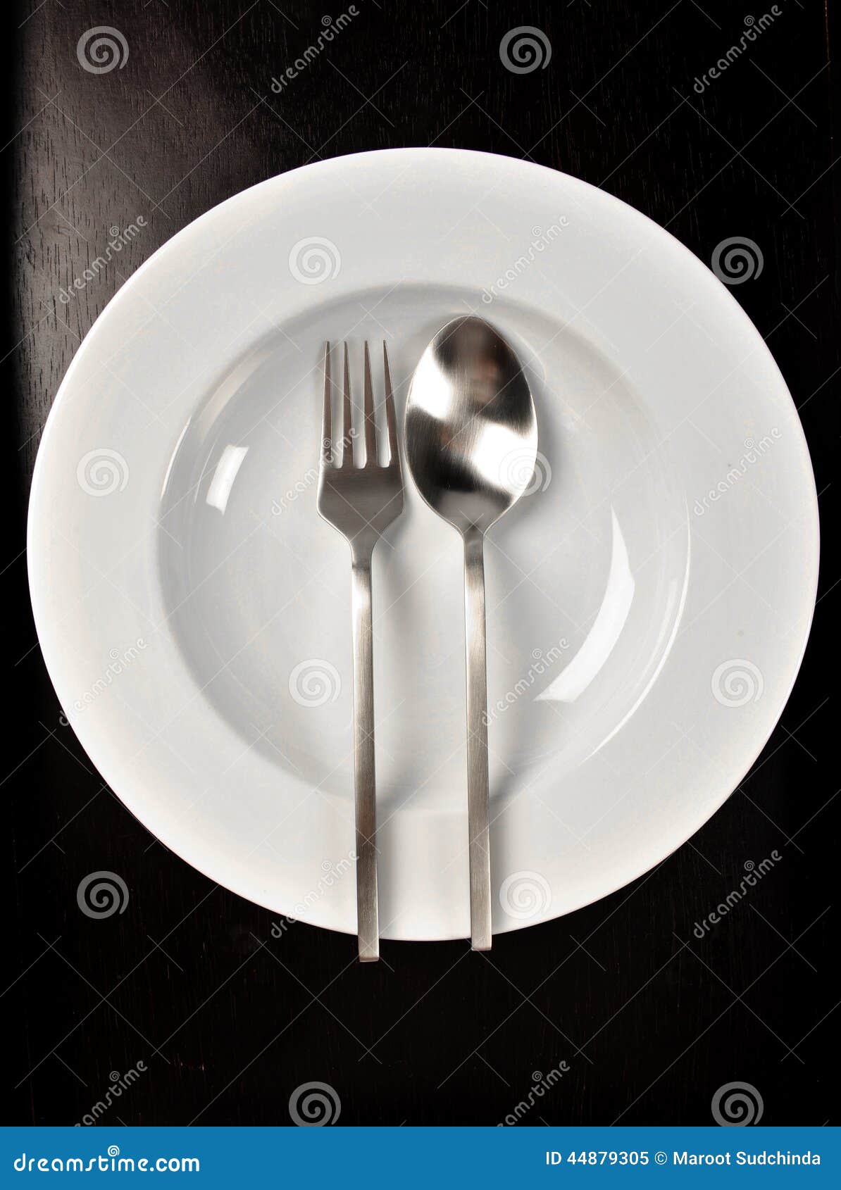 Plate, fork, and spoon stock image. Image of circle, cook - 44879305