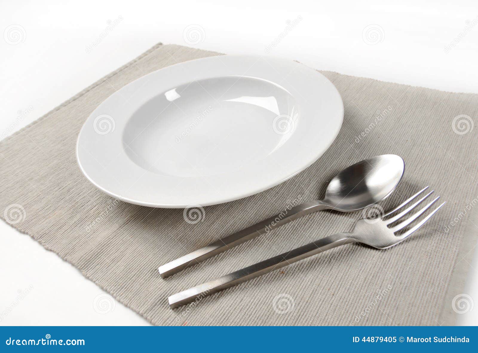 Plate, fork, and spoon stock image. Image of dinner, food - 44879405
