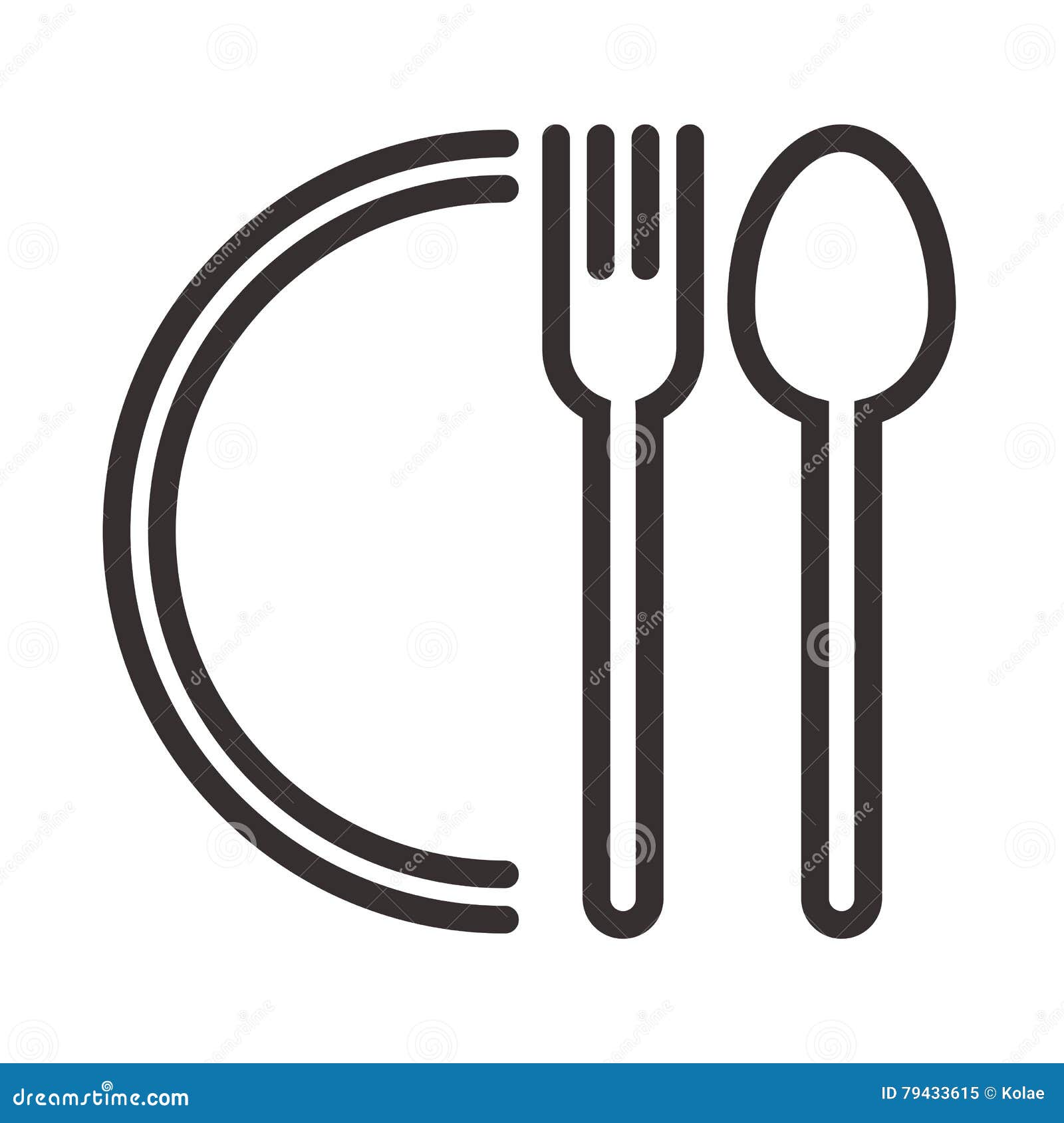 Plate, fork and spoon sign stock vector. Illustration of banquet - 79433615