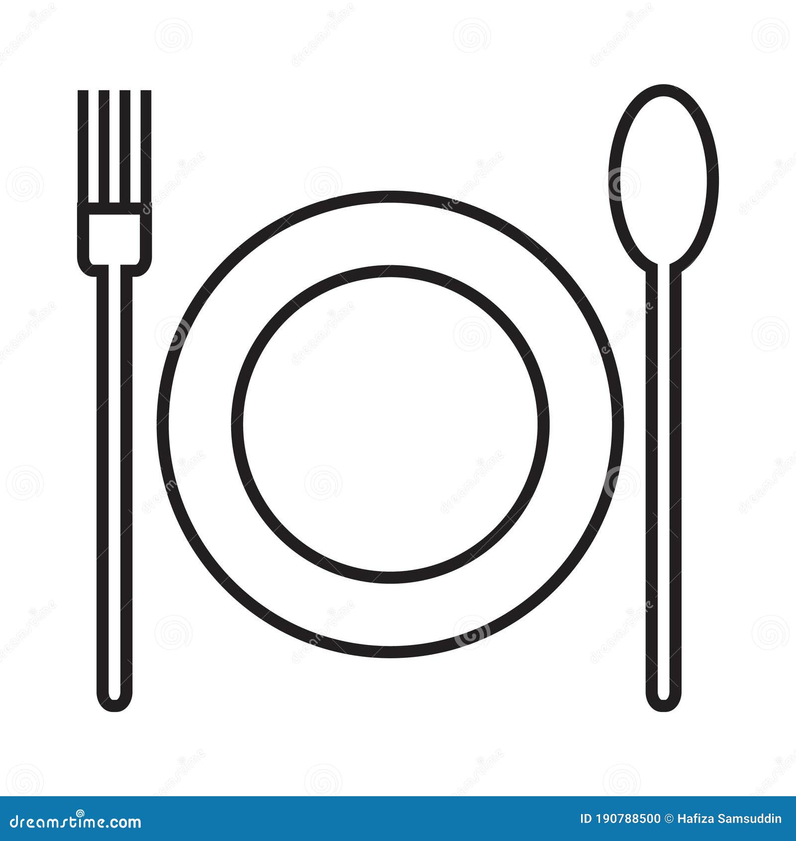 Plate with Fork and Spoon. Vector Illustration Decorative Design Stock ...