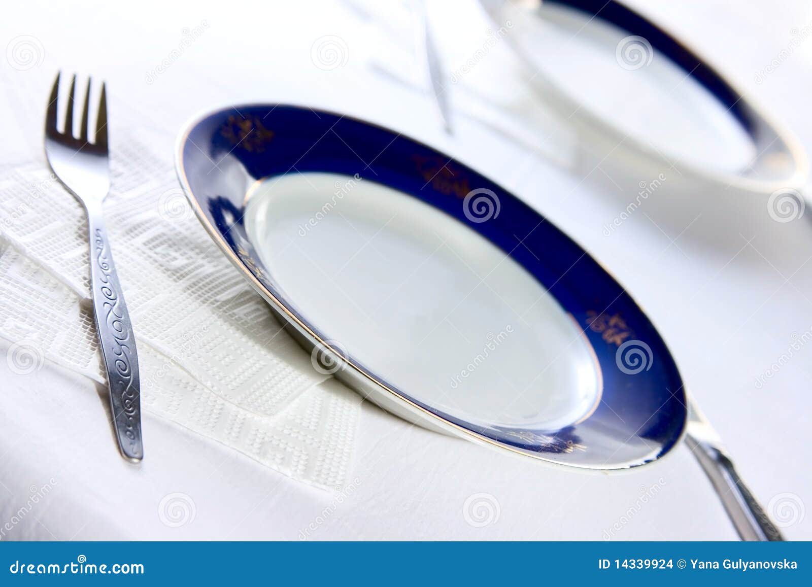 Plate and fork on table stock photo. Image of appointments - 14339924