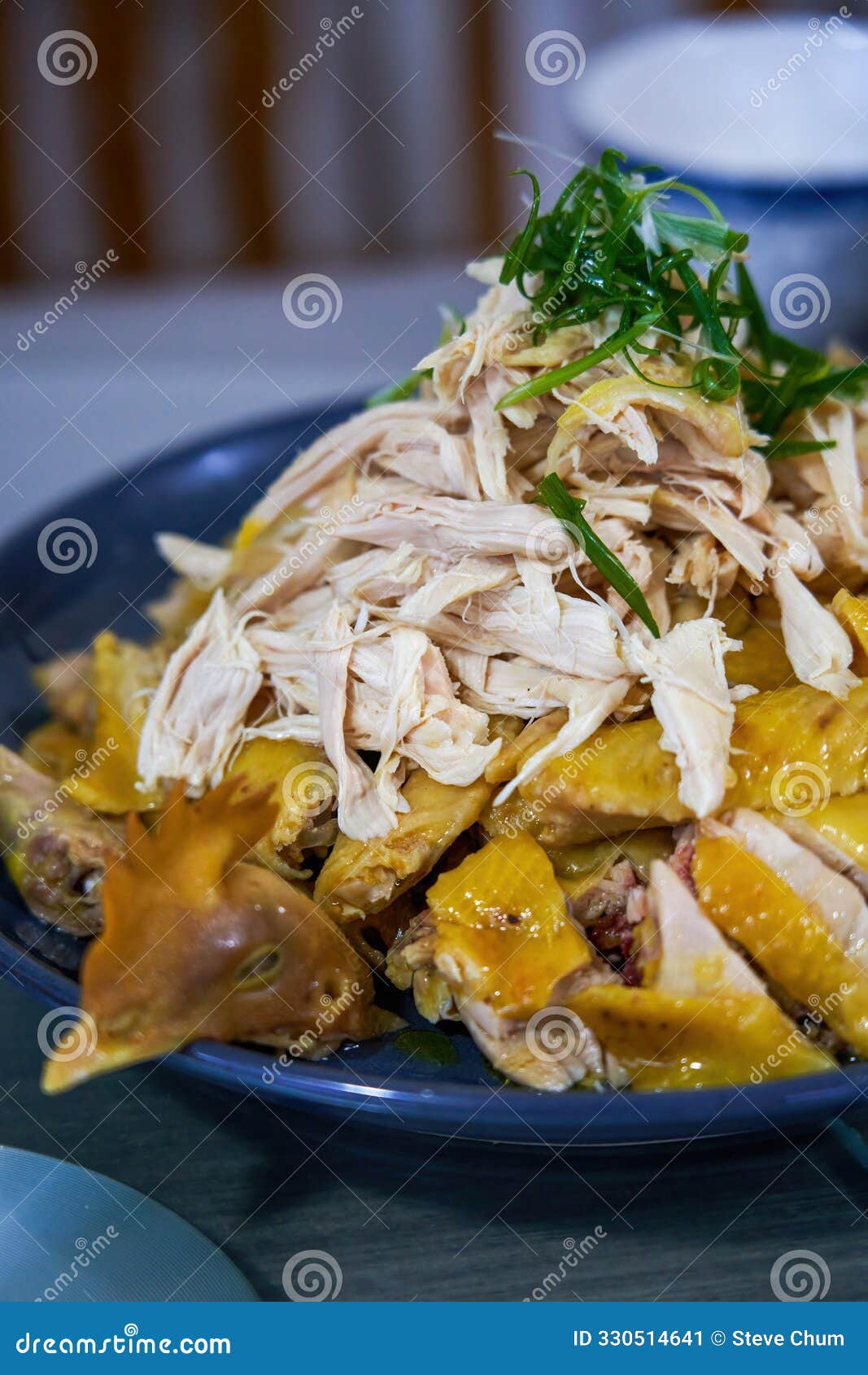 A Plate of Fresh and Delicious White-cut Chicken, Hand-shredded Chicken ...