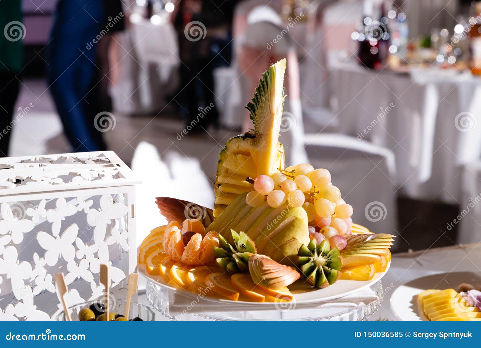 A Plate of Fresh Fruit on the Banquet Table Stock Image - Image of ...