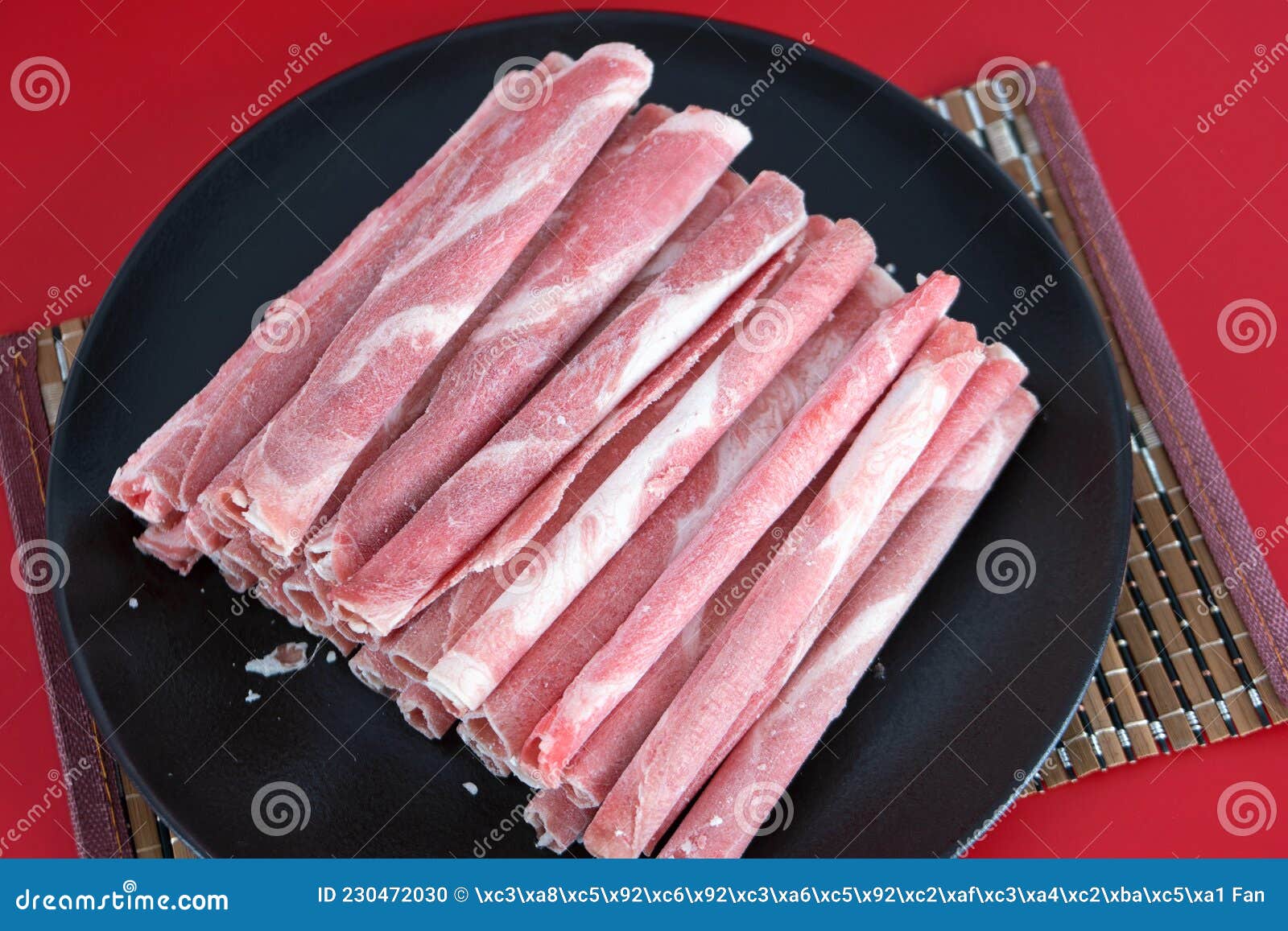 A Plate of Fresh Hot Pot Beef Rolls Stock Photo - Image of delicious ...