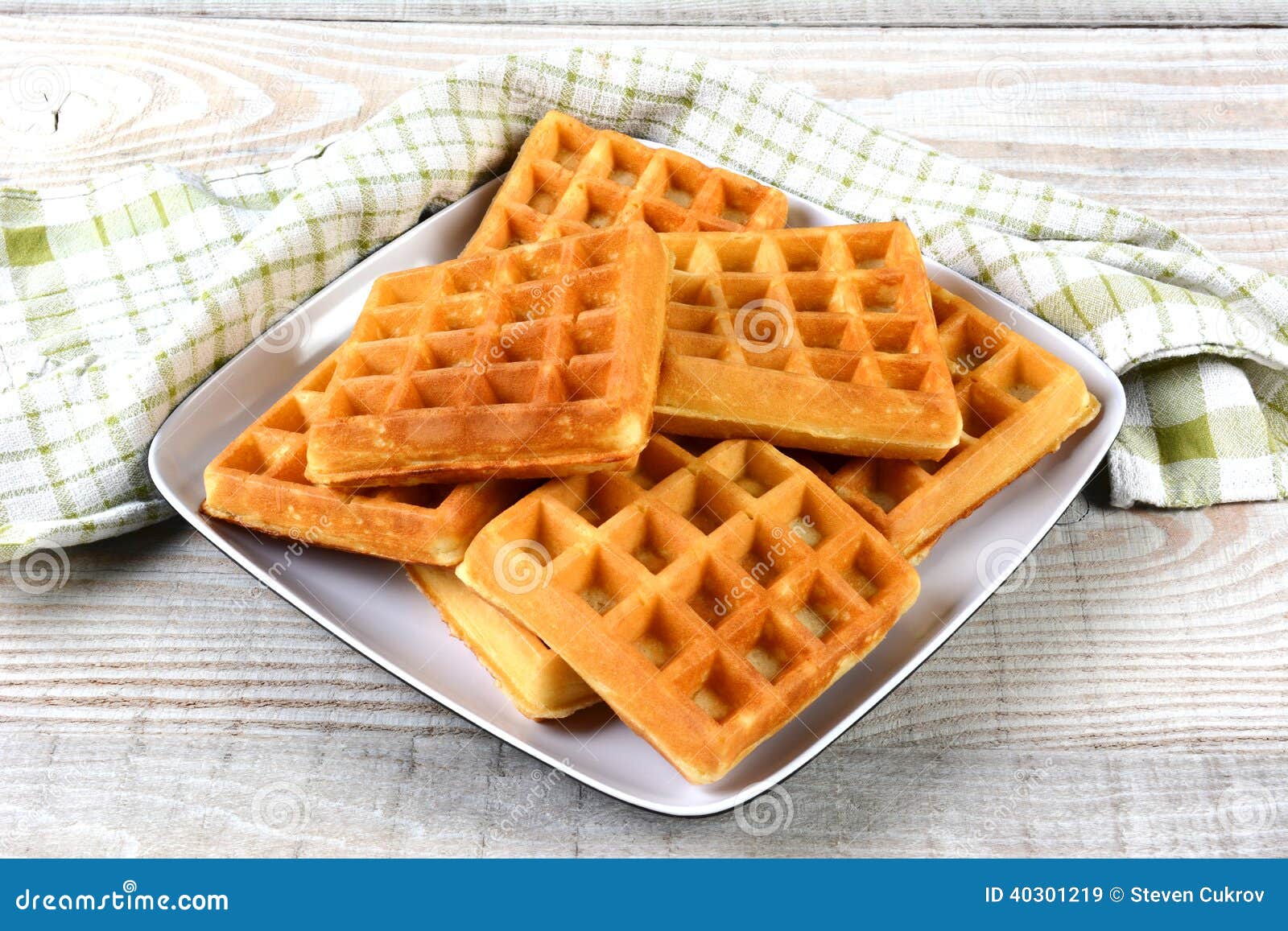 Plate of Fresh Made Waffles Stock Image - Image of rustic, country ...
