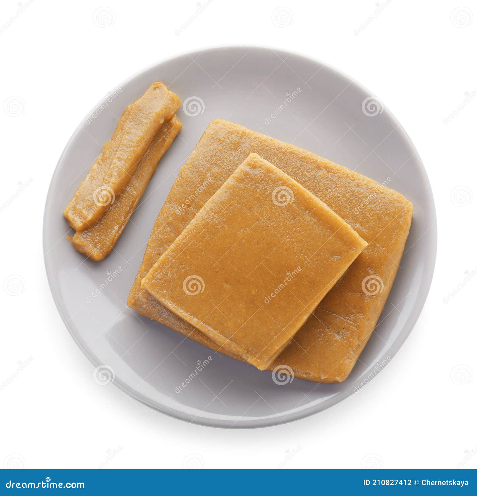 Plate with Fresh Quince Paste Isolated on White, Top View Stock Photo ...